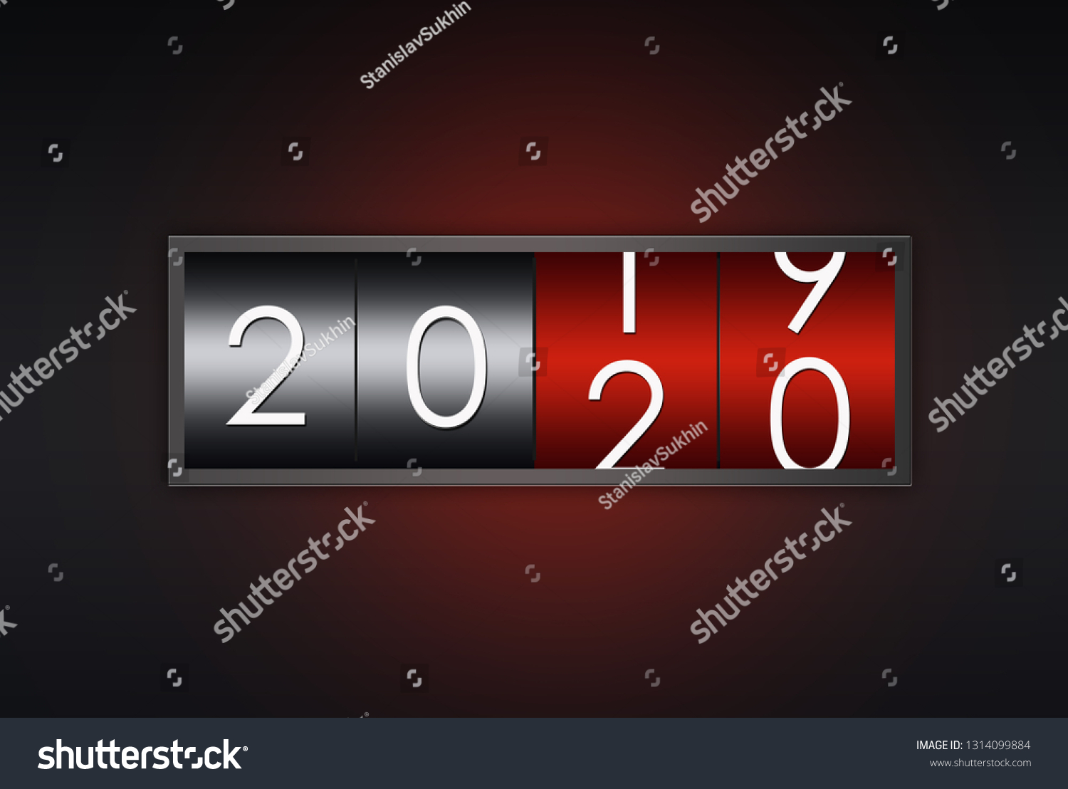 2020 Countdown Timer Isolated On Black Stock Illustration 1314099884 ...