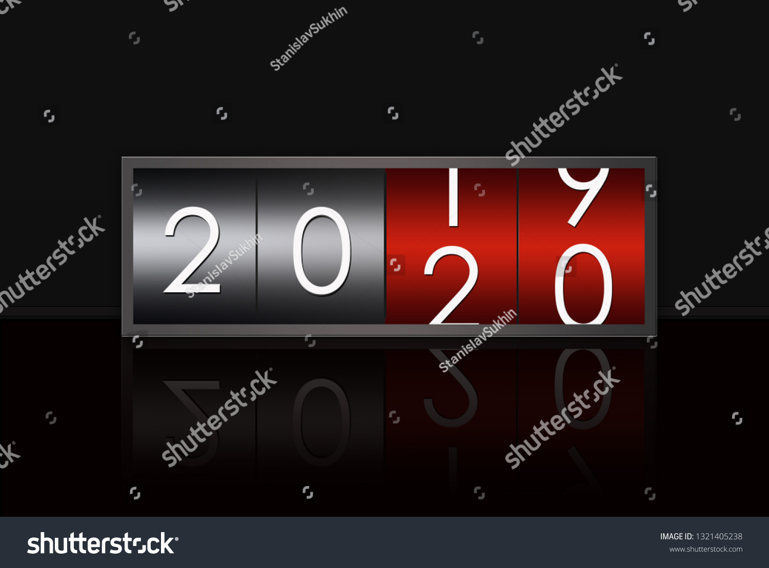 2020 Countdown Timer Isolated On Black Stock Illustration 1321405238 ...