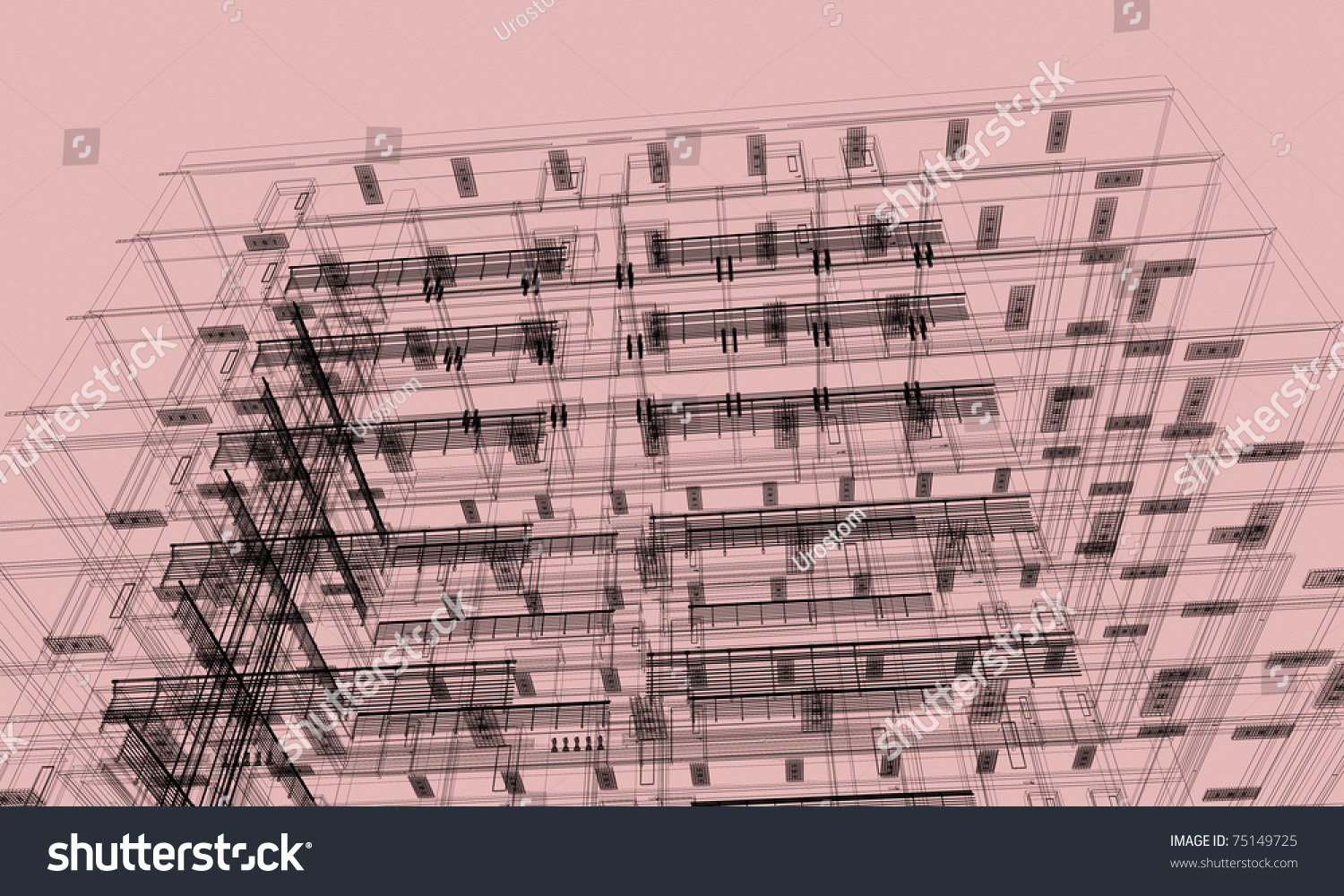 3d Architecture Linear Model Stock Illustration 75149725