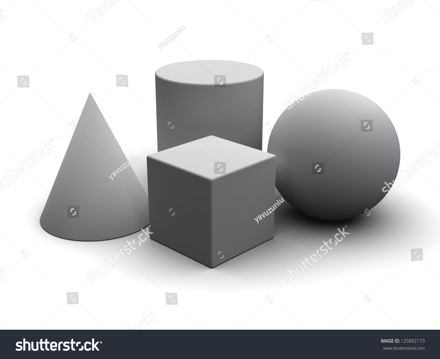 3d Basic Geometric Shapes: Cube, Cone, Prisma, Ball Stock Photo ...