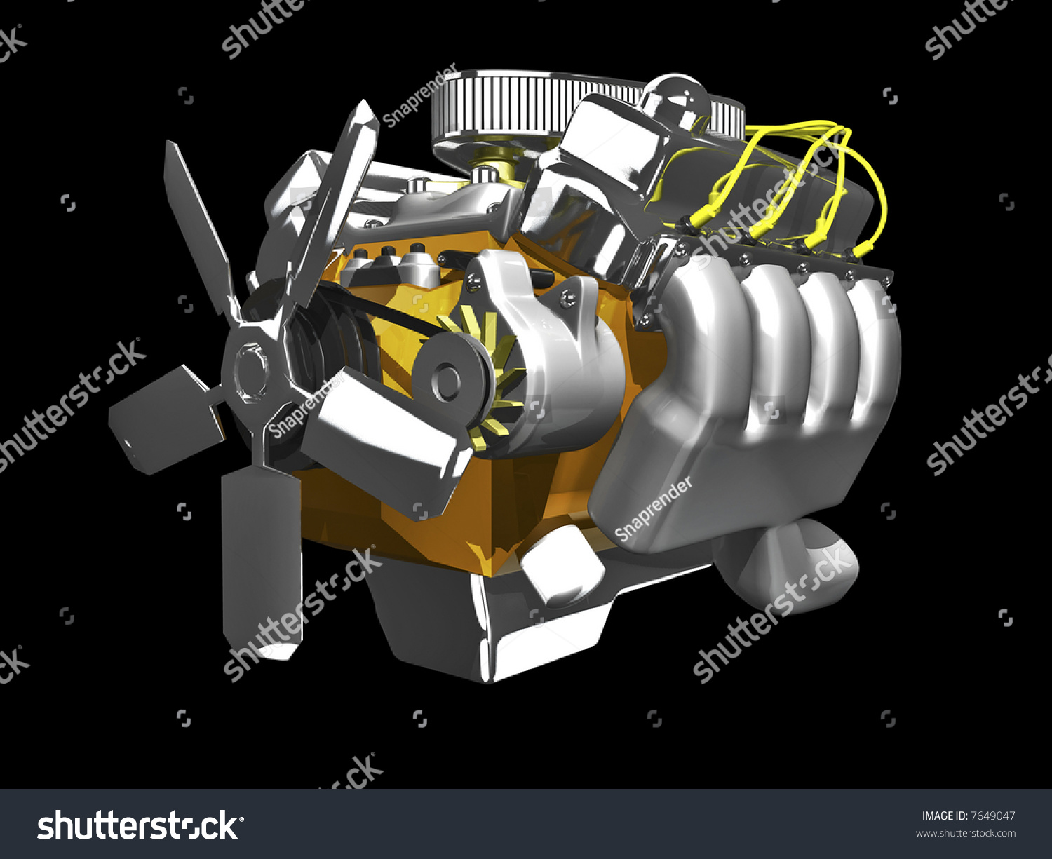 3d Engine Side View On Black: ilustración de stock 7649047 | Shutterstock