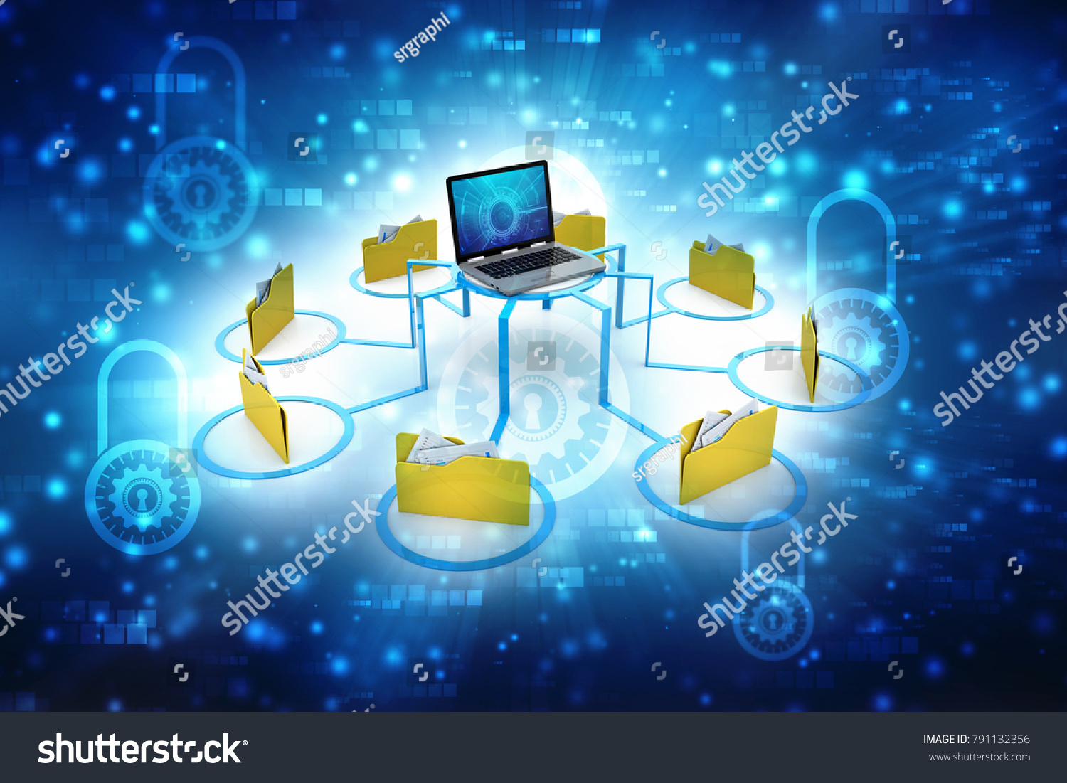 3d File Sharing Concept Computer Network Stock Illustration 791132356 ...