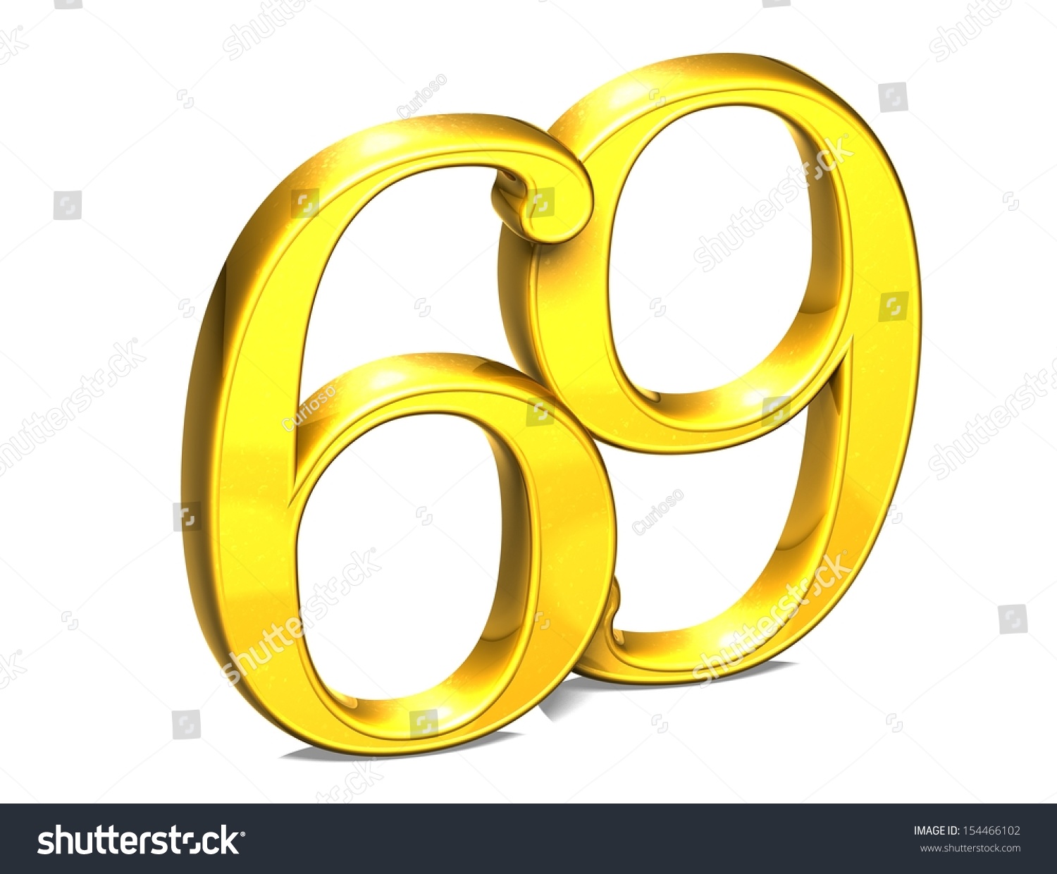 3d Gold Number Sixtynine On White Stock Illustration 154466102