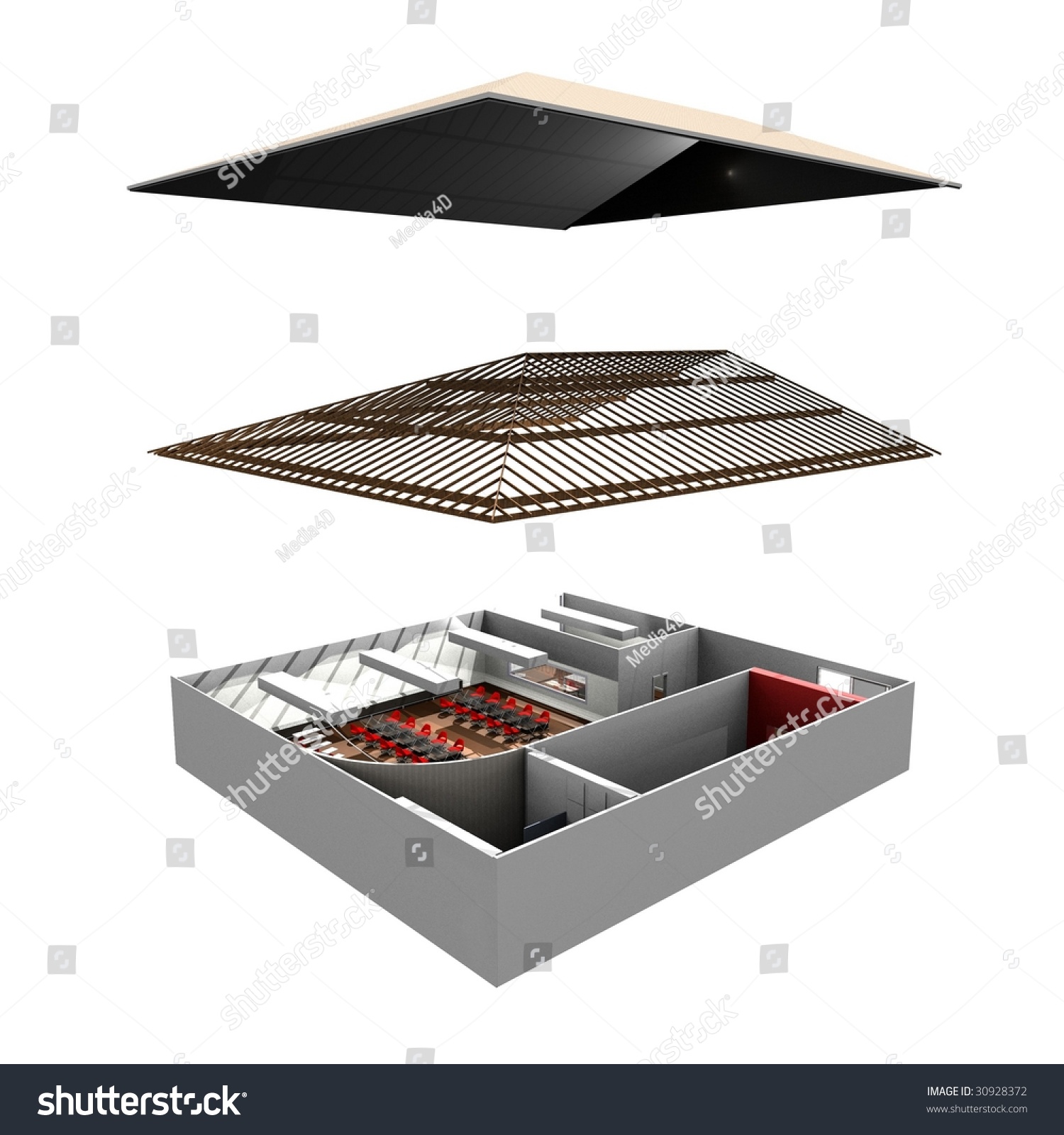 House Exploded View Technical Drawing