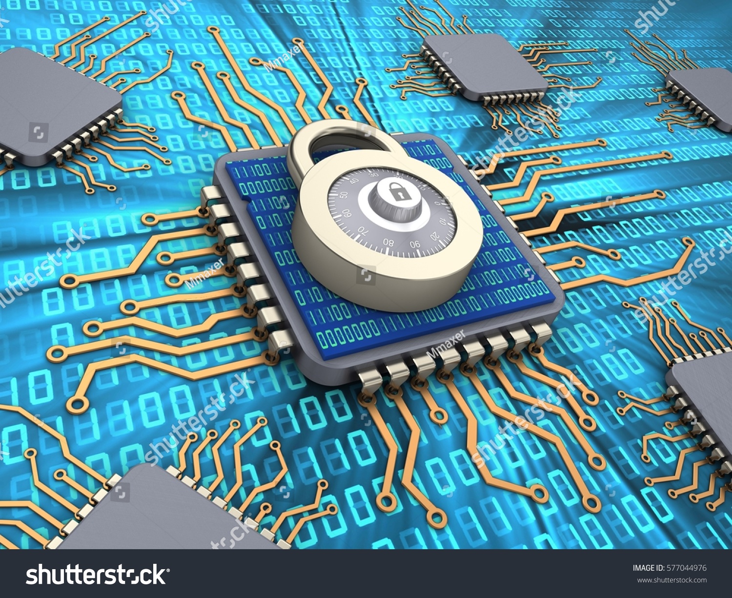 3d Illustration Computer Chips Over Digital Stock Illustration ...