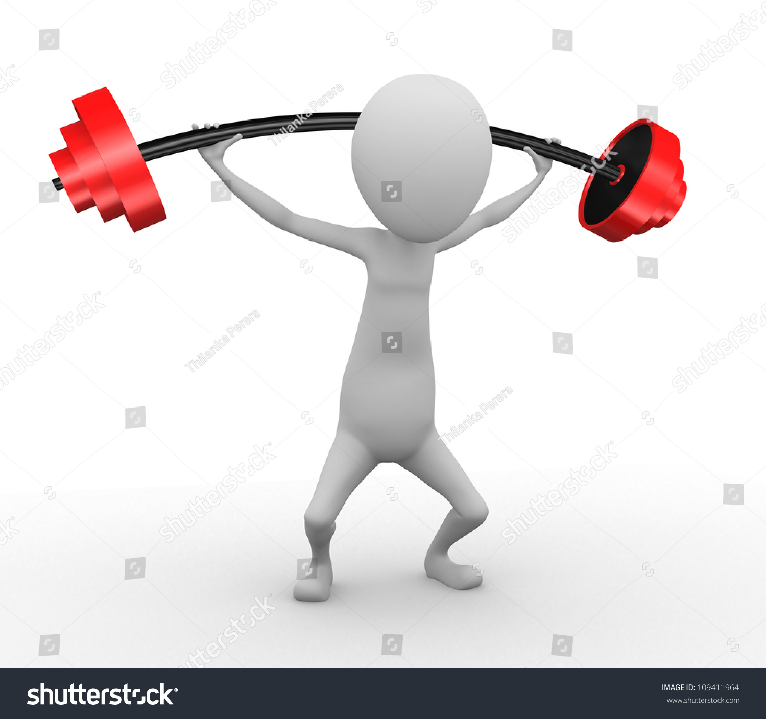 3d Man Lifting Weights Stock Illustration 109411964