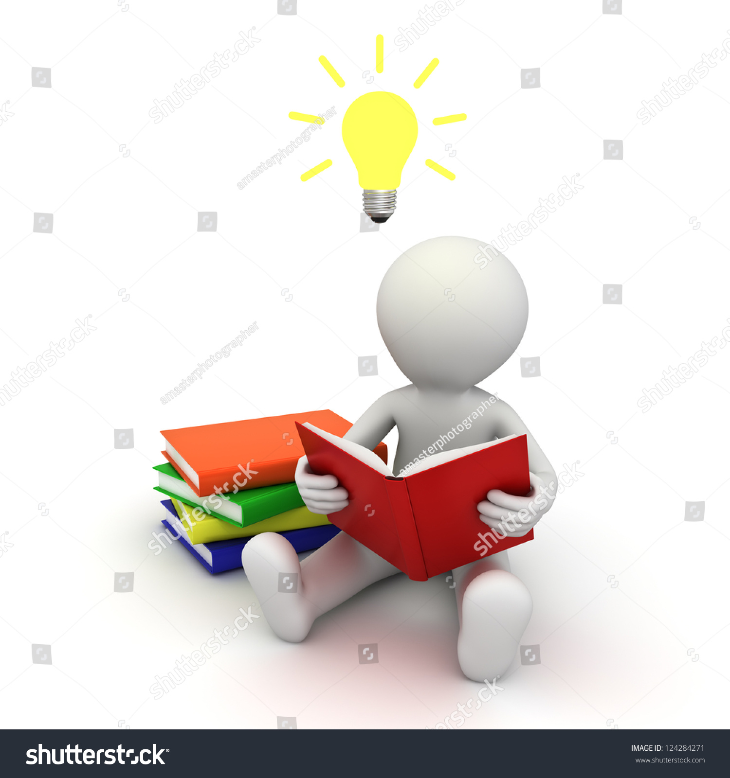 3d Man Sitting On Floor Reading Stock Illustration 124284271 Shutterstock