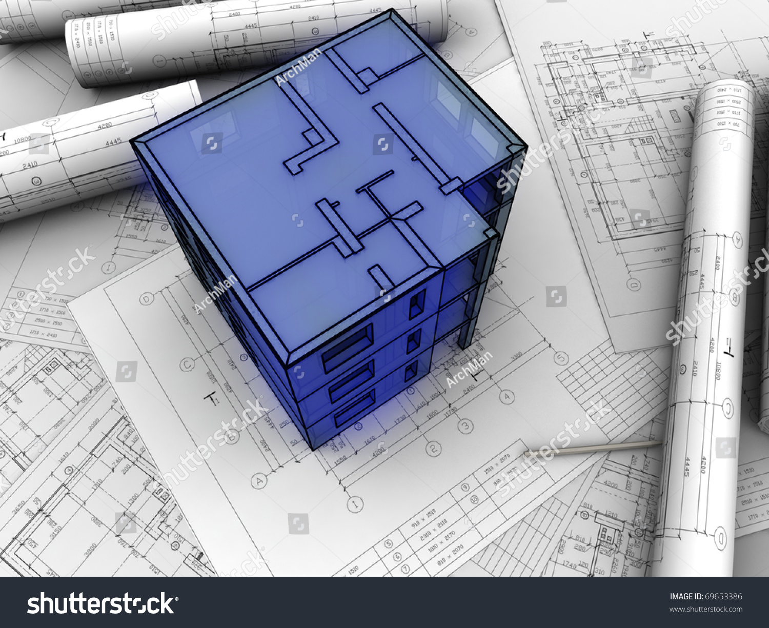 3d Plan Drawing Stock Illustration 69653386