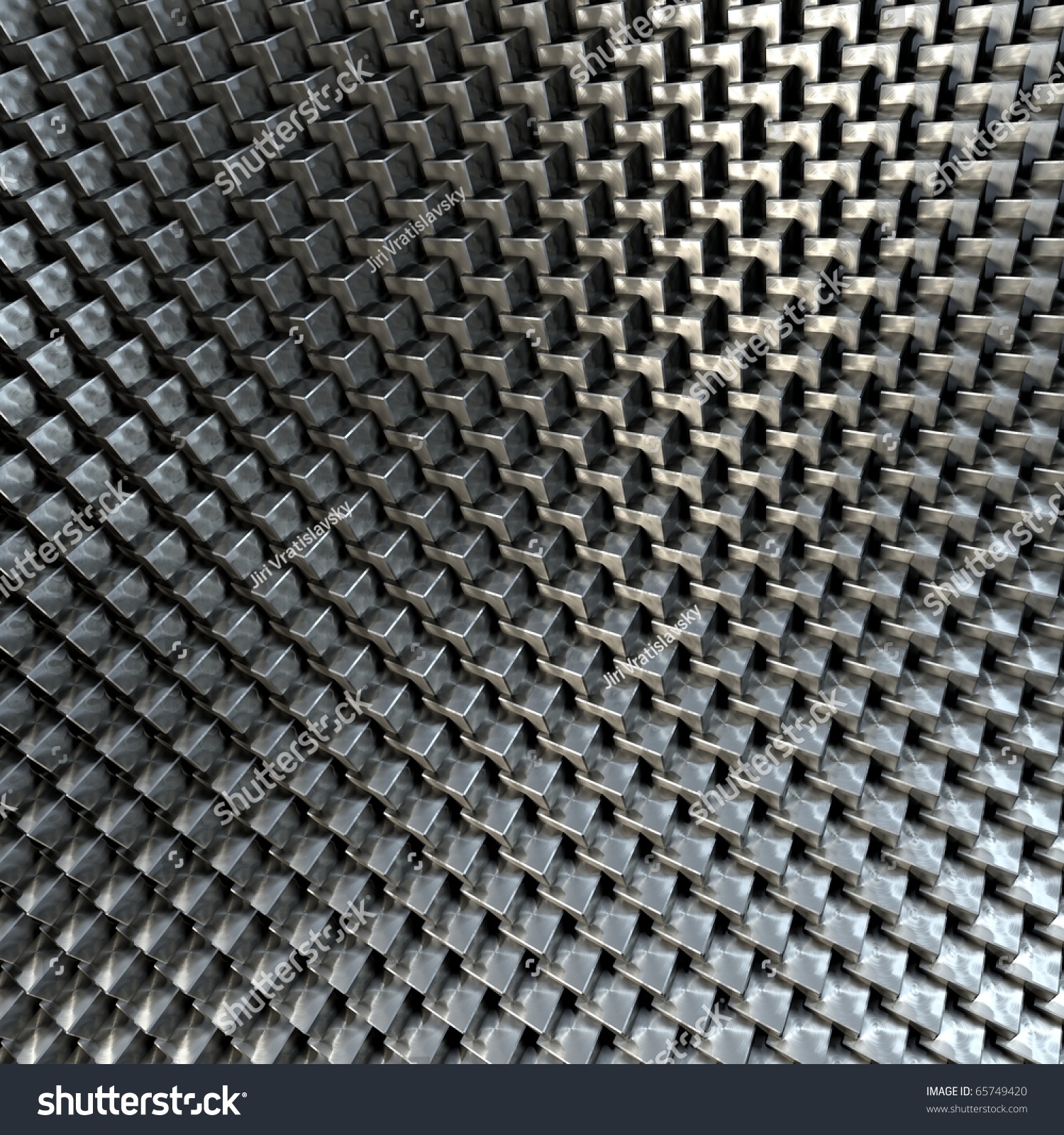 3d Render Bitmap - Brushed Metal Cube Structure Stock Photo 65749420 ...