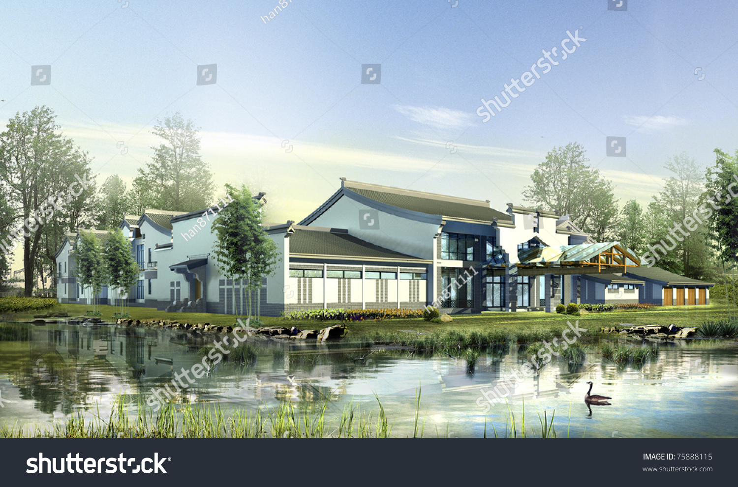 3d Render Building Landscape Stock Illustration 75888115 | Shutterstock