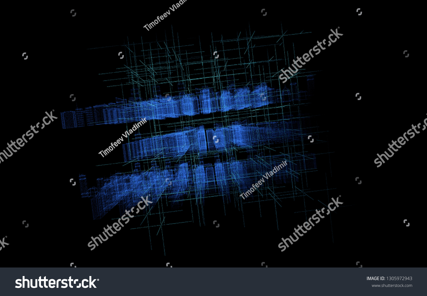 3d Render Digital Computer Grid Matrix Stock Illustration 1305972943 ...