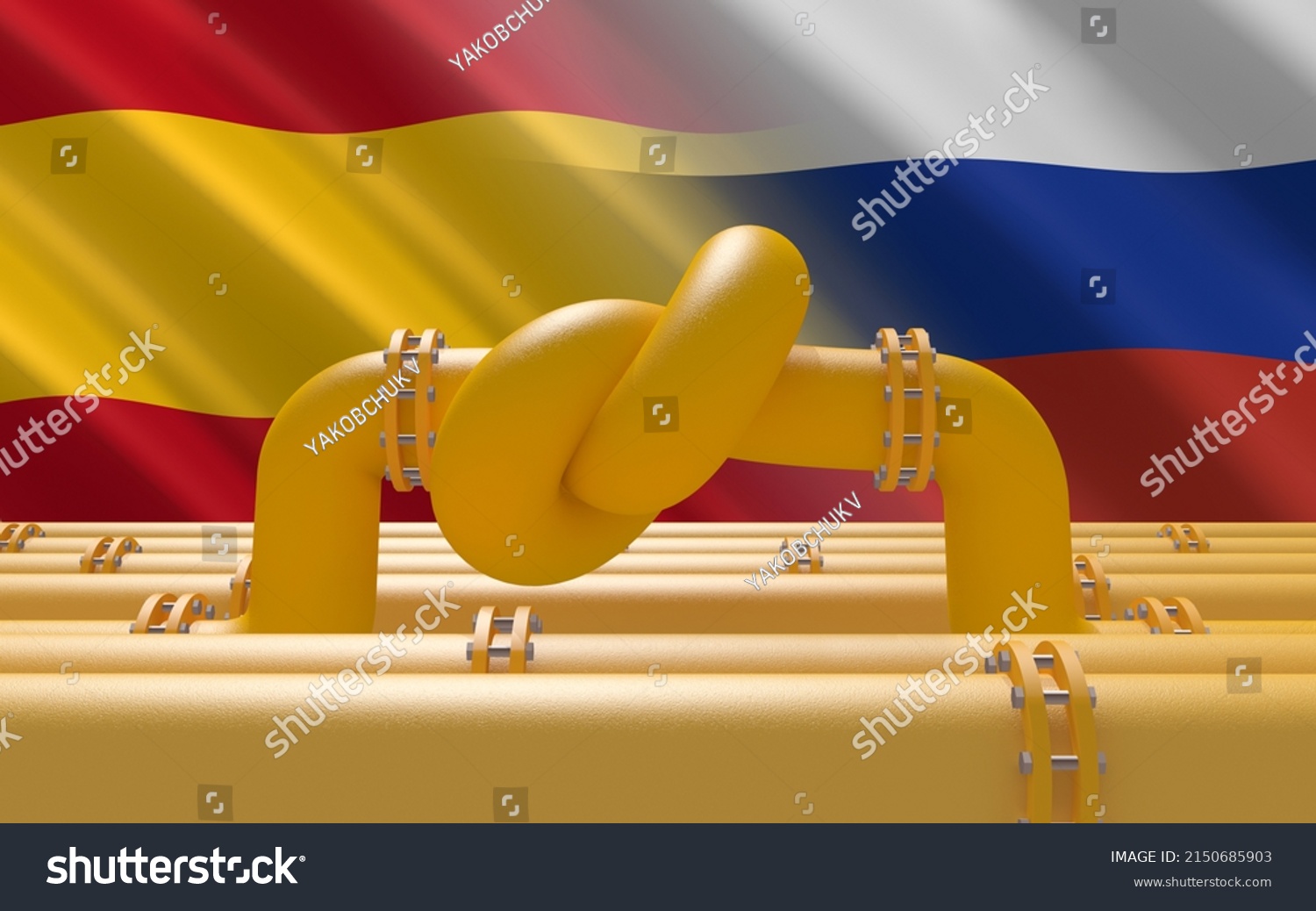 3d Render Fuel Gas Pipeline Knot Stock Illustration 2150685903