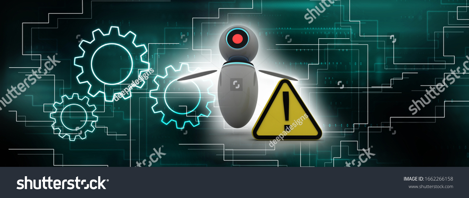 3d Render Robot Exclamation Mark Stock Illustration 1662266158 ...