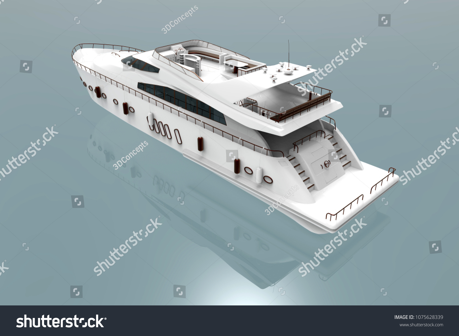 3d Render Ship Back View Reflections Stock Illustration 1075628339 ...