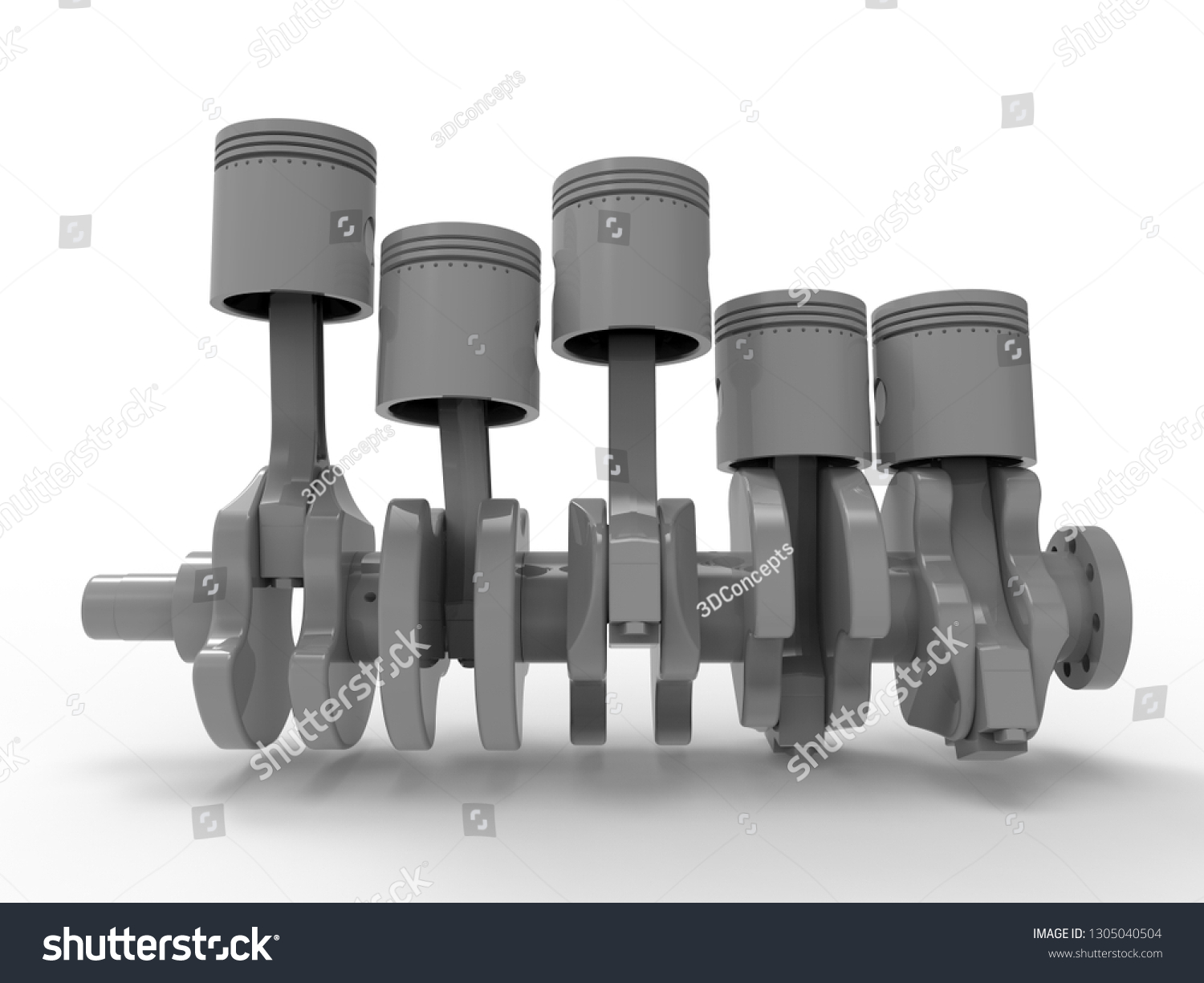 3d Render Side View Engine Pistons Stock Illustration 1305040504 ...