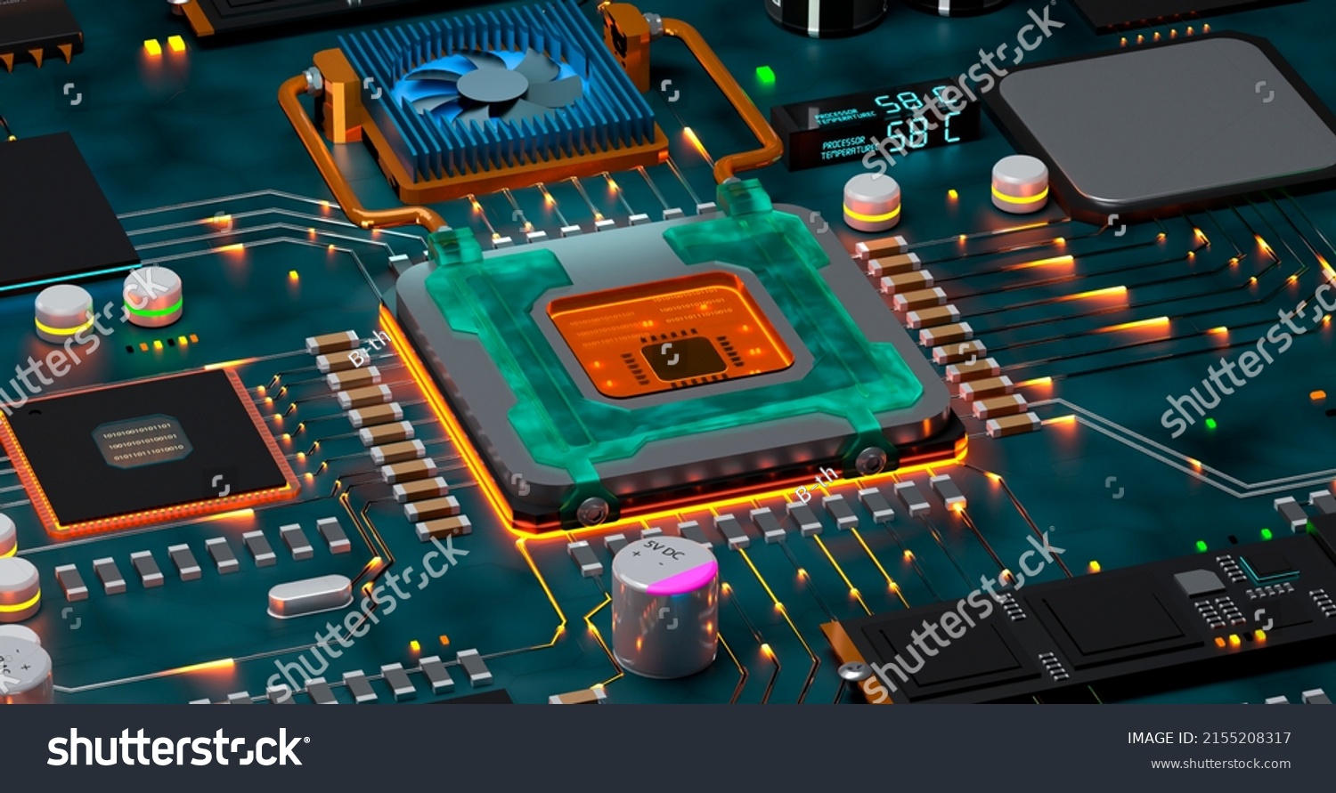 3d Rendered Motherboard 4k Resolution Computer Stock Illustration ...