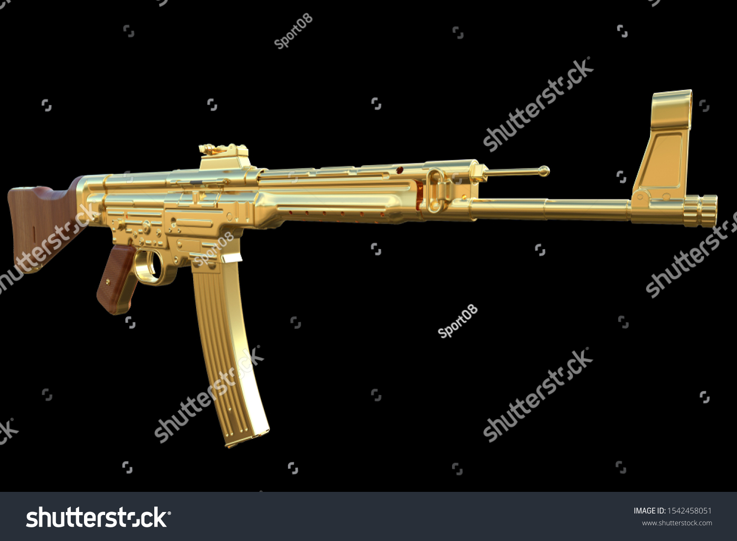 3d Rendering Automatic Machine Rifle Isolated Stock Illustration ...
