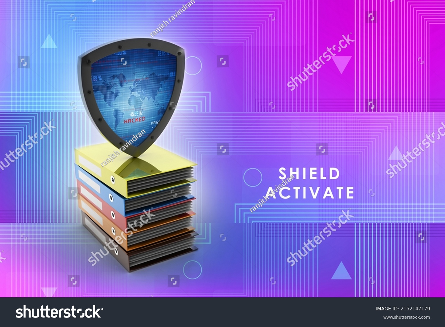 3d Rendering Binder Document Shield Stock Illustration 2152147179 ...