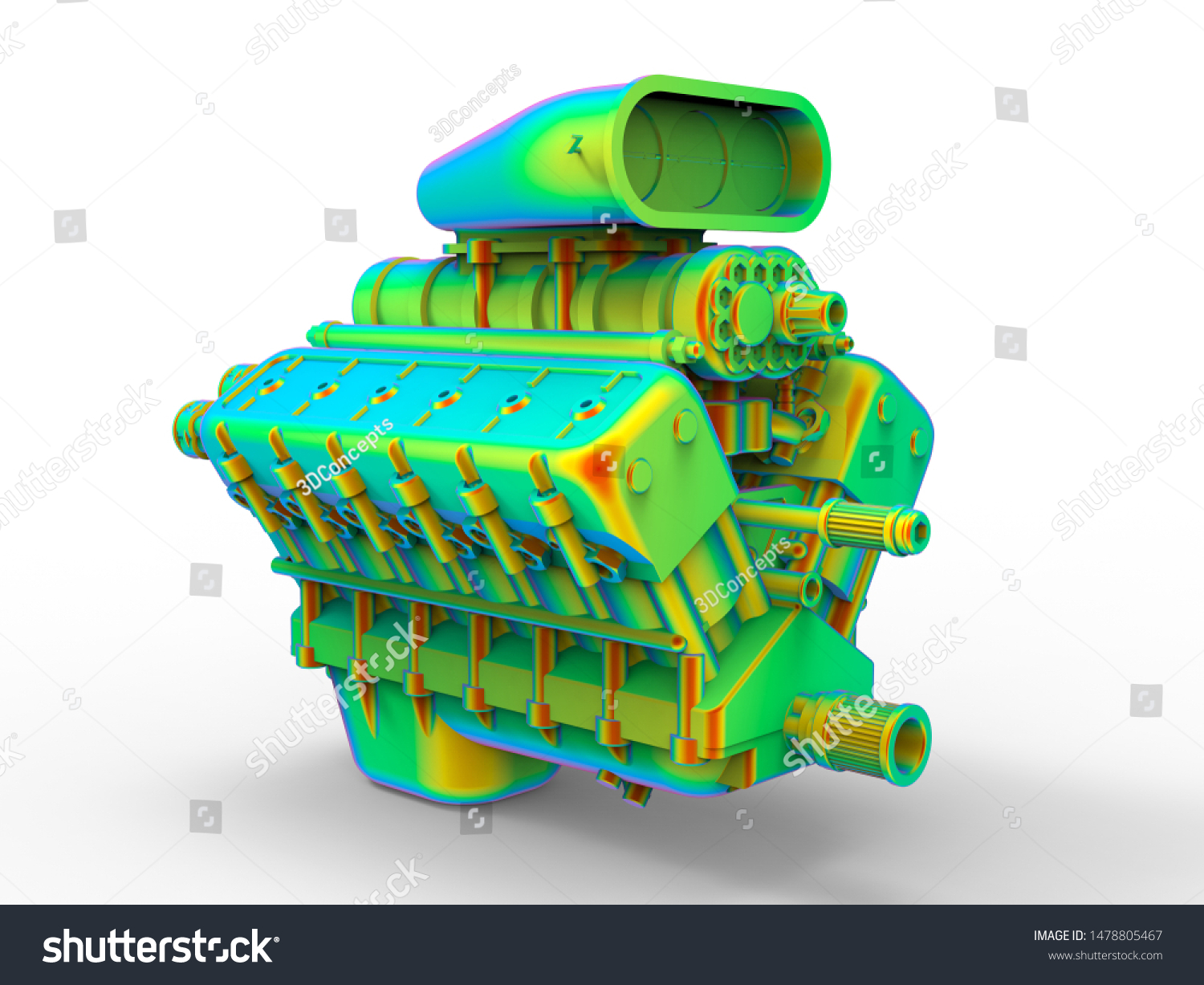 3d Rendering Car Large Engine Analysis Stock Illustration 1478805467 ...