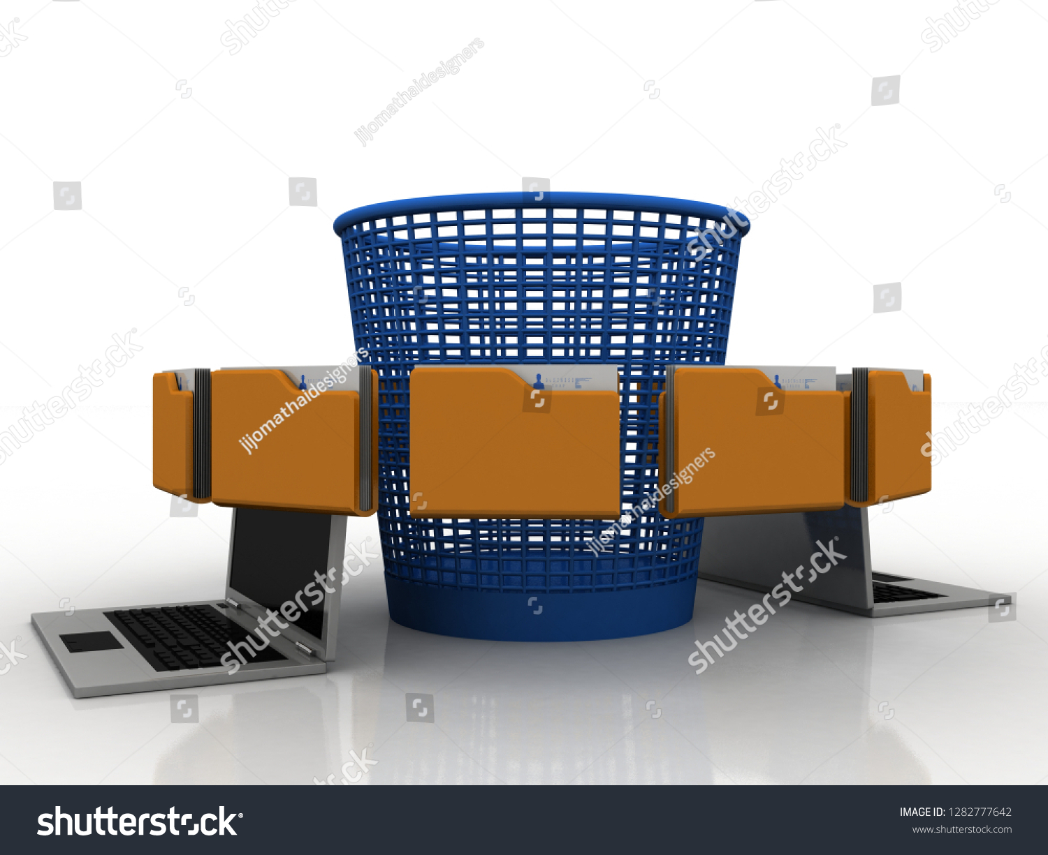 3d Rendering Computer Folder Network Recycle Stock Illustration ...
