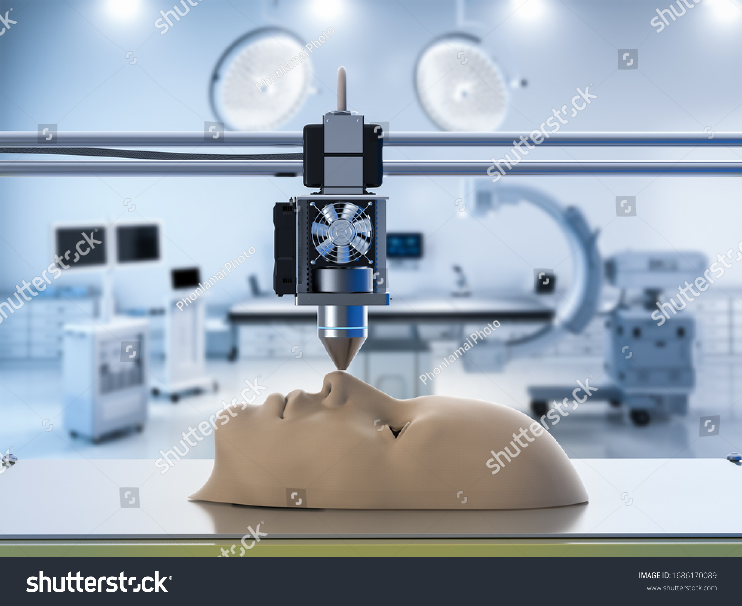 3d Rendering 3d Printer Print Human Stock Illustration 1686170089