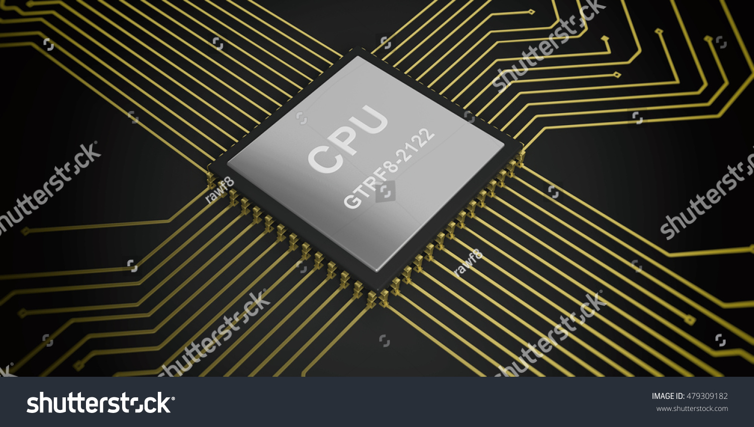 3d Rendering Electronic Circuit Cpu Processor Stock Illustration ...