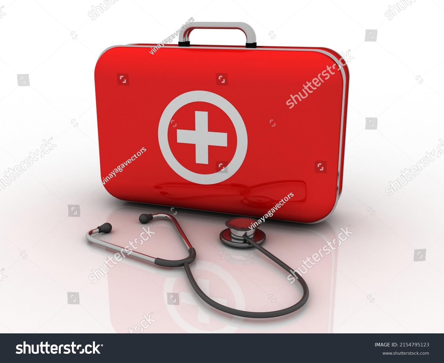 3d Rendering First Aid Kit Stethoscope Stock Illustration 2154795123 | Shutterstock