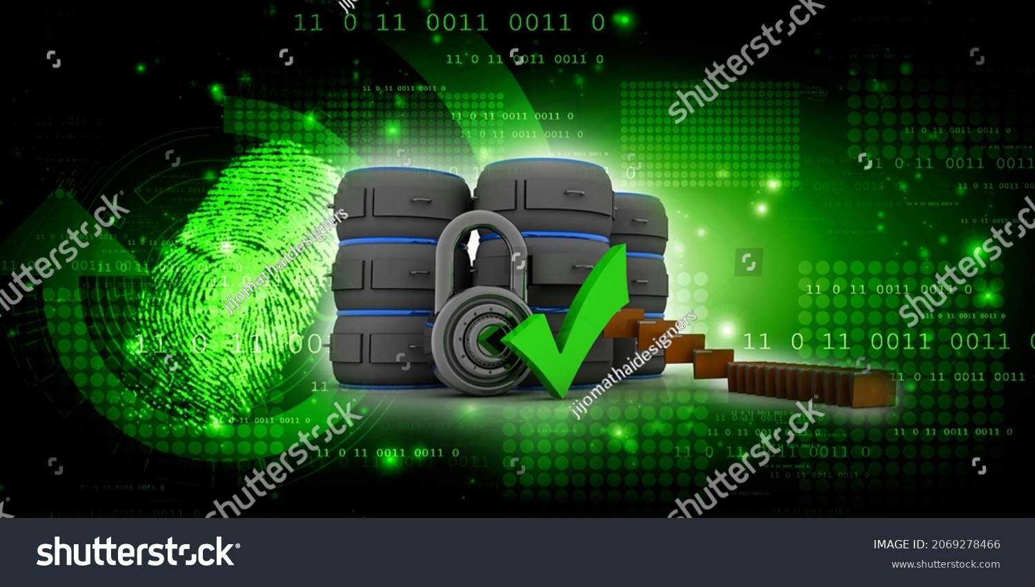3d Rendering Folder Connected Database Lock Stock Illustration ...