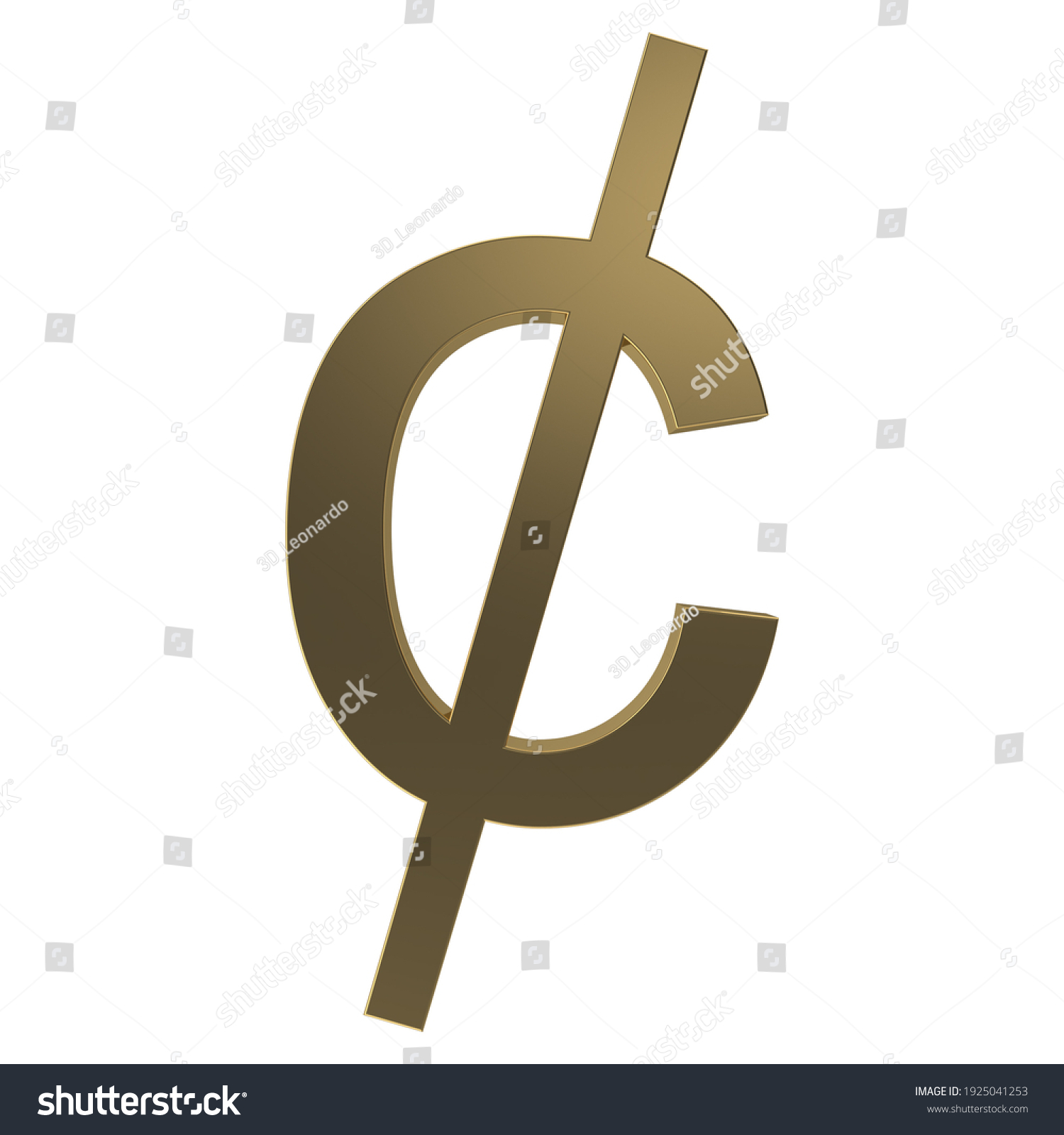 3d Rendering Golden Cent Symbol Isolated Stock Illustration 1925041253 ...