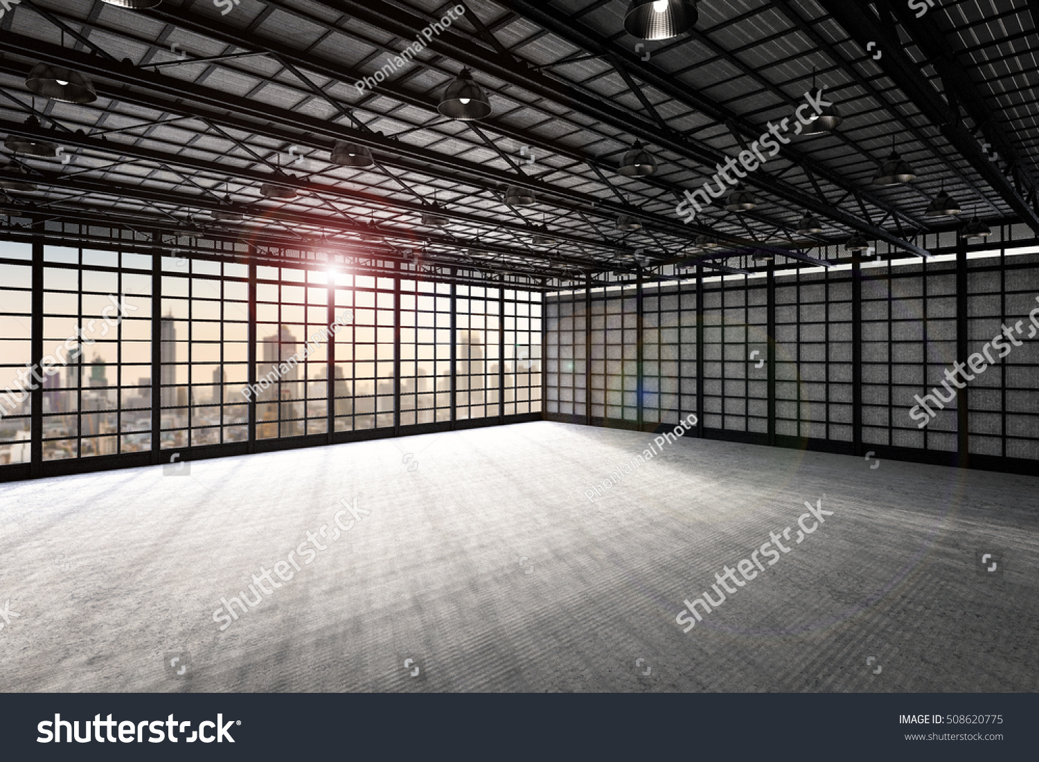 3d Rendering Interior Empty Factory Stock Illustration 508620775 ...