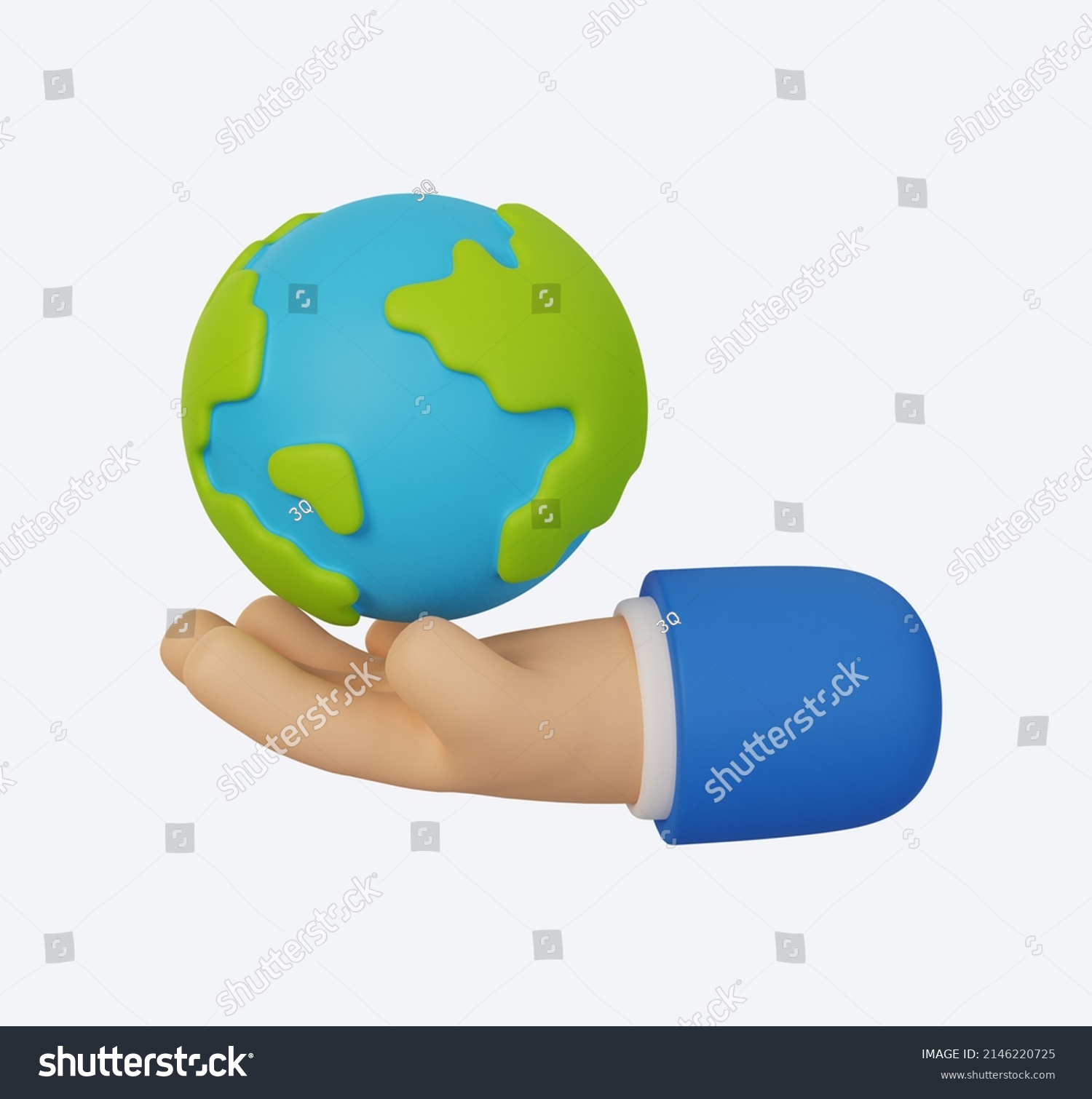 3d Rendering Human Hands Holding Globe Stock Illustration 2146220725