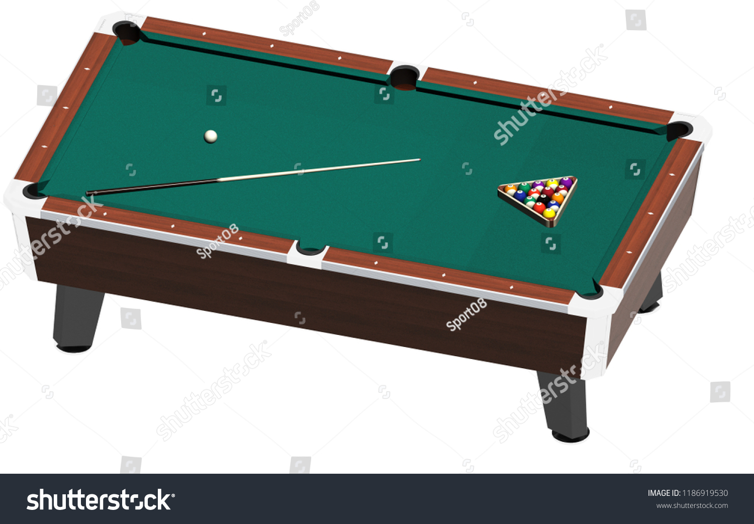 3d Rendering Pool Table Isolated Stock Illustration 1186919530 ...