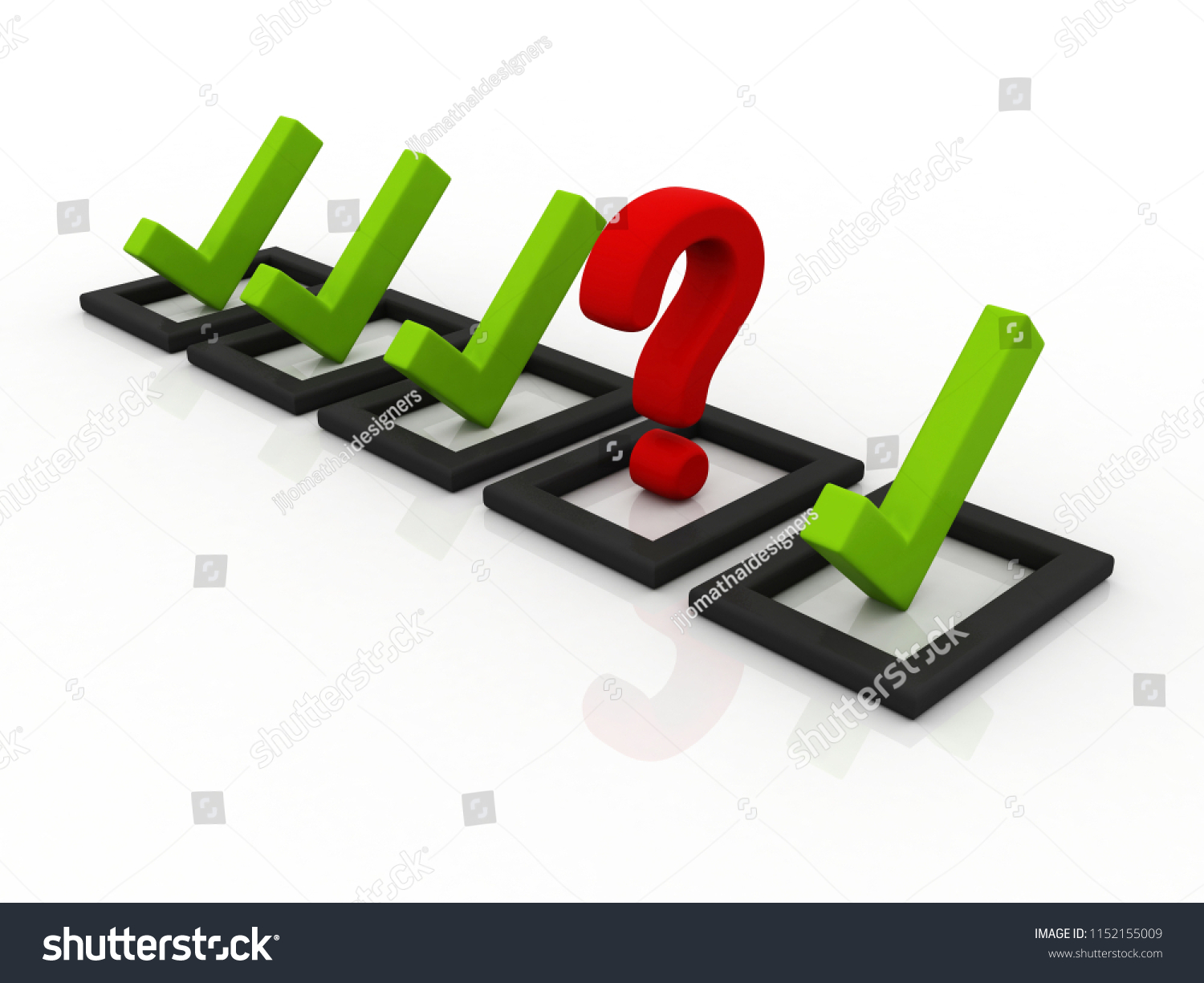 3d Rendering Question Mark Checklist Stock Illustration 1152155009 ...