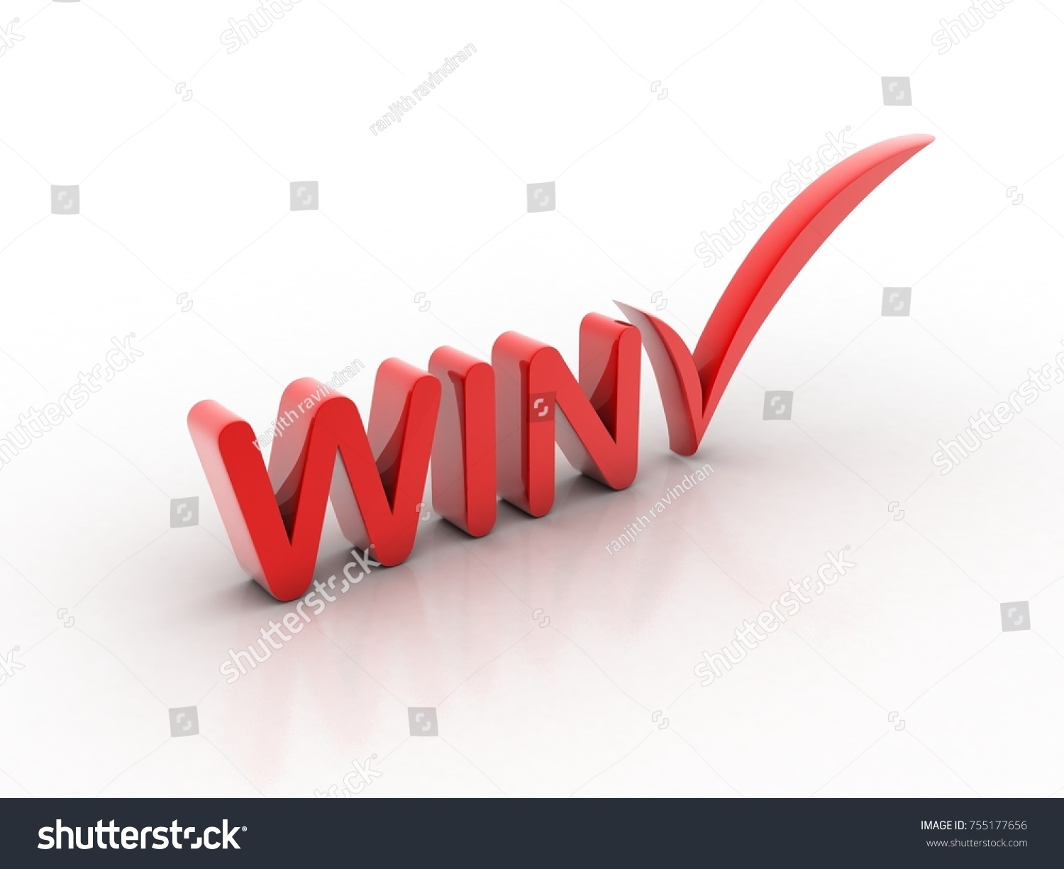3d Rendering Win Check Mark: ilustración de stock 755177656 | Shutterstock
