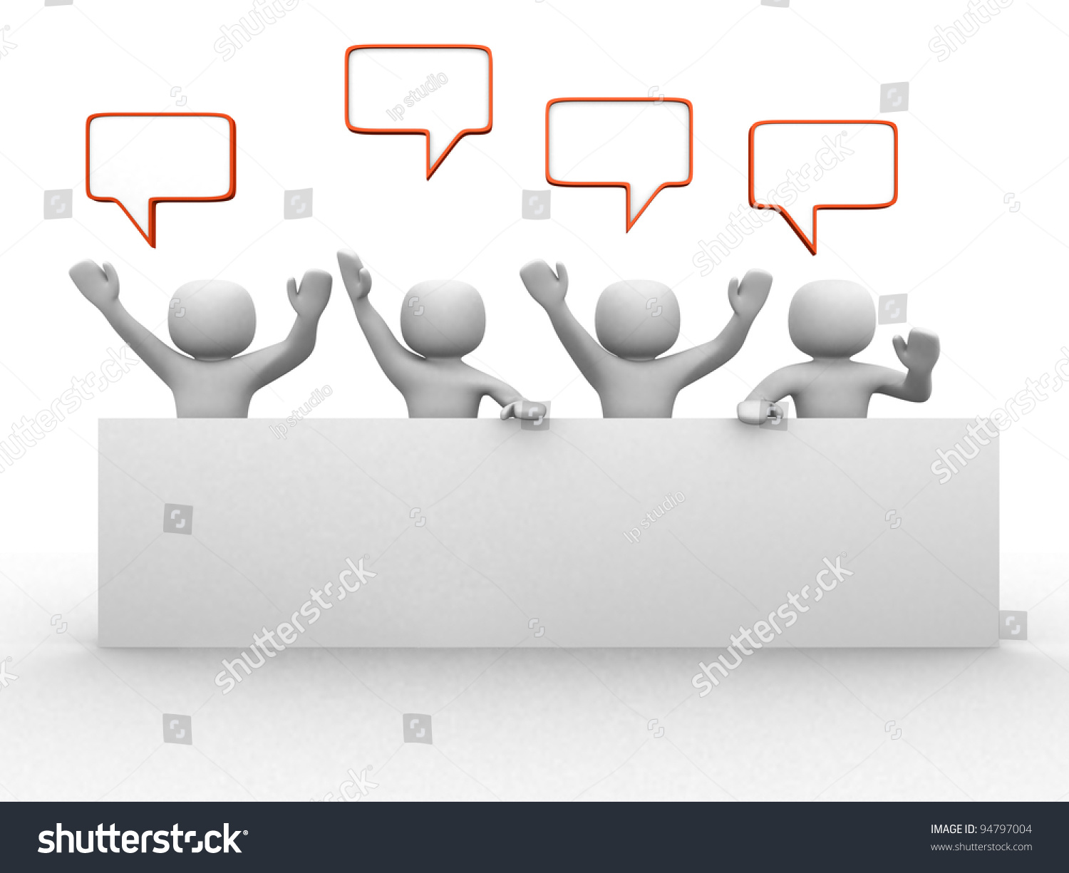 3d Small People Empty Chat Bubbles Stock Illustration 94797004 ...