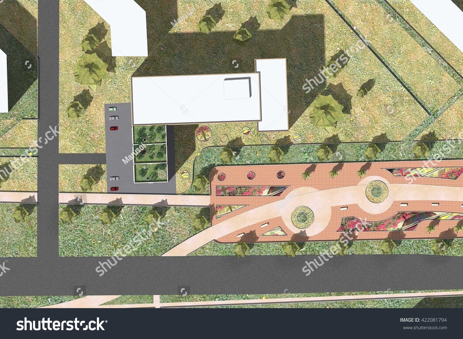 3d Visualization Rendering Architecture Park Stock Illustration ...
