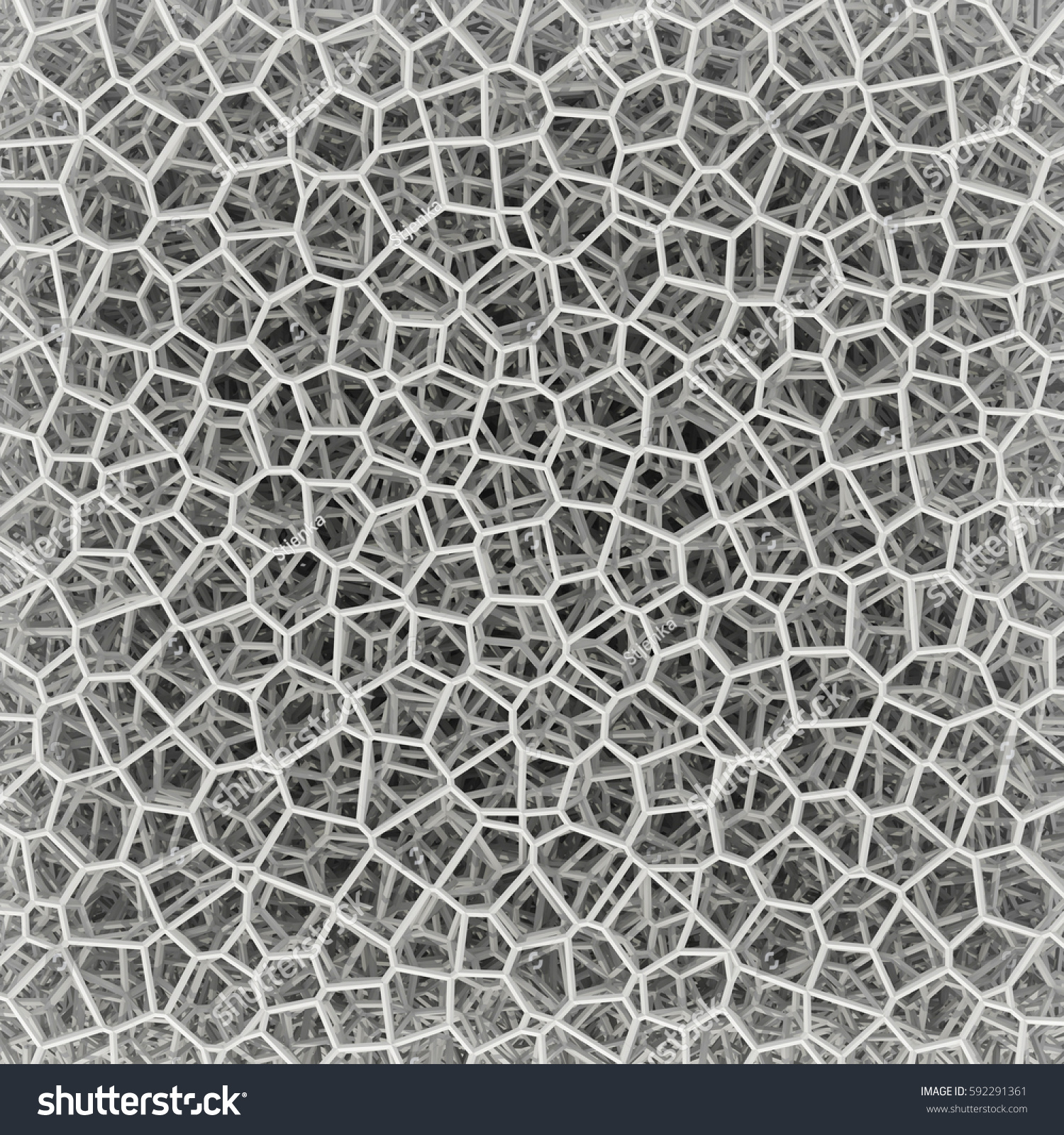 3d Voronoi Structure Rendering Stock Illustration 592291361