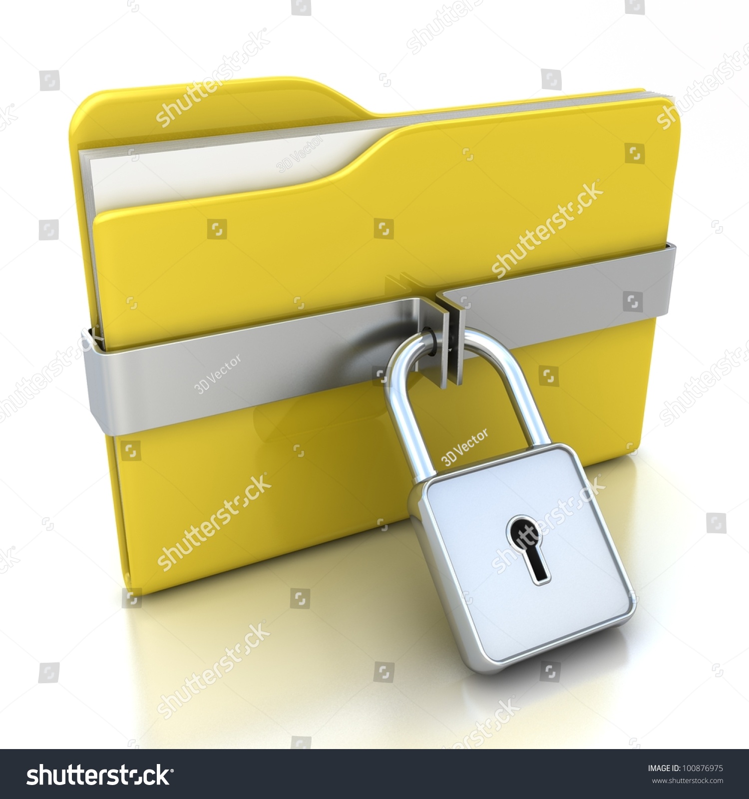 3d Yellow Folder Lock Data Security Stock Illustration 100876975 ...