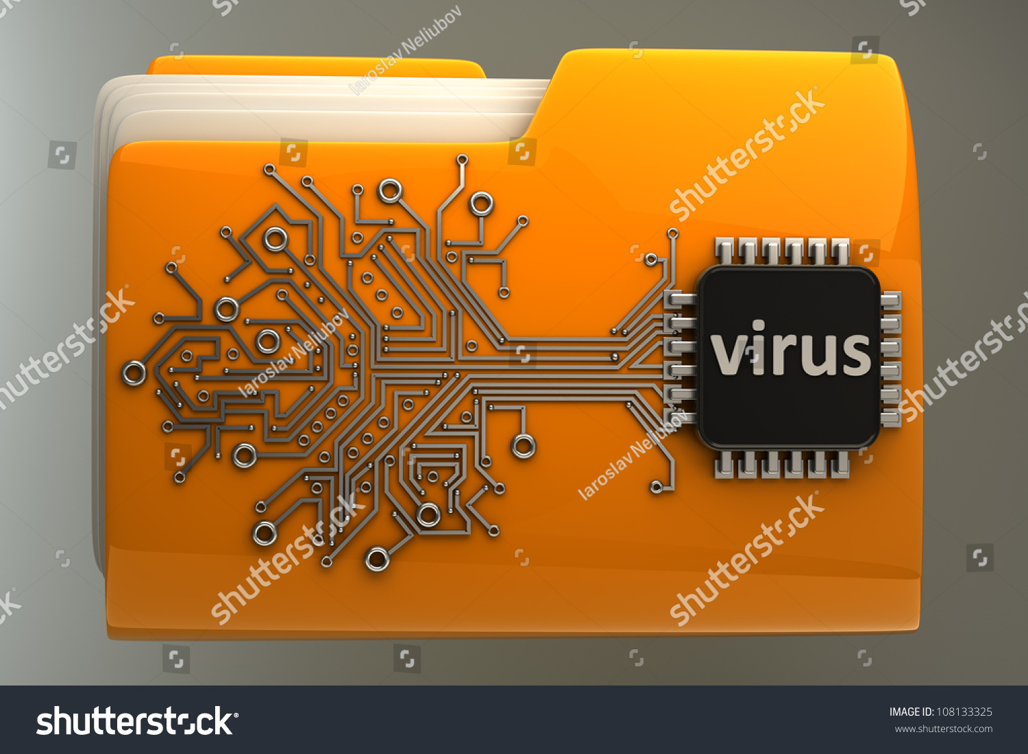 3d Yellow Folder Computer Microchip High Stock Illustration 108133325 ...