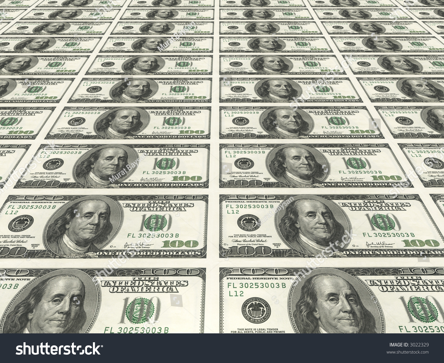 100 Dollar Notes Printed On Sheet Stock Photo 3022329 | Shutterstock