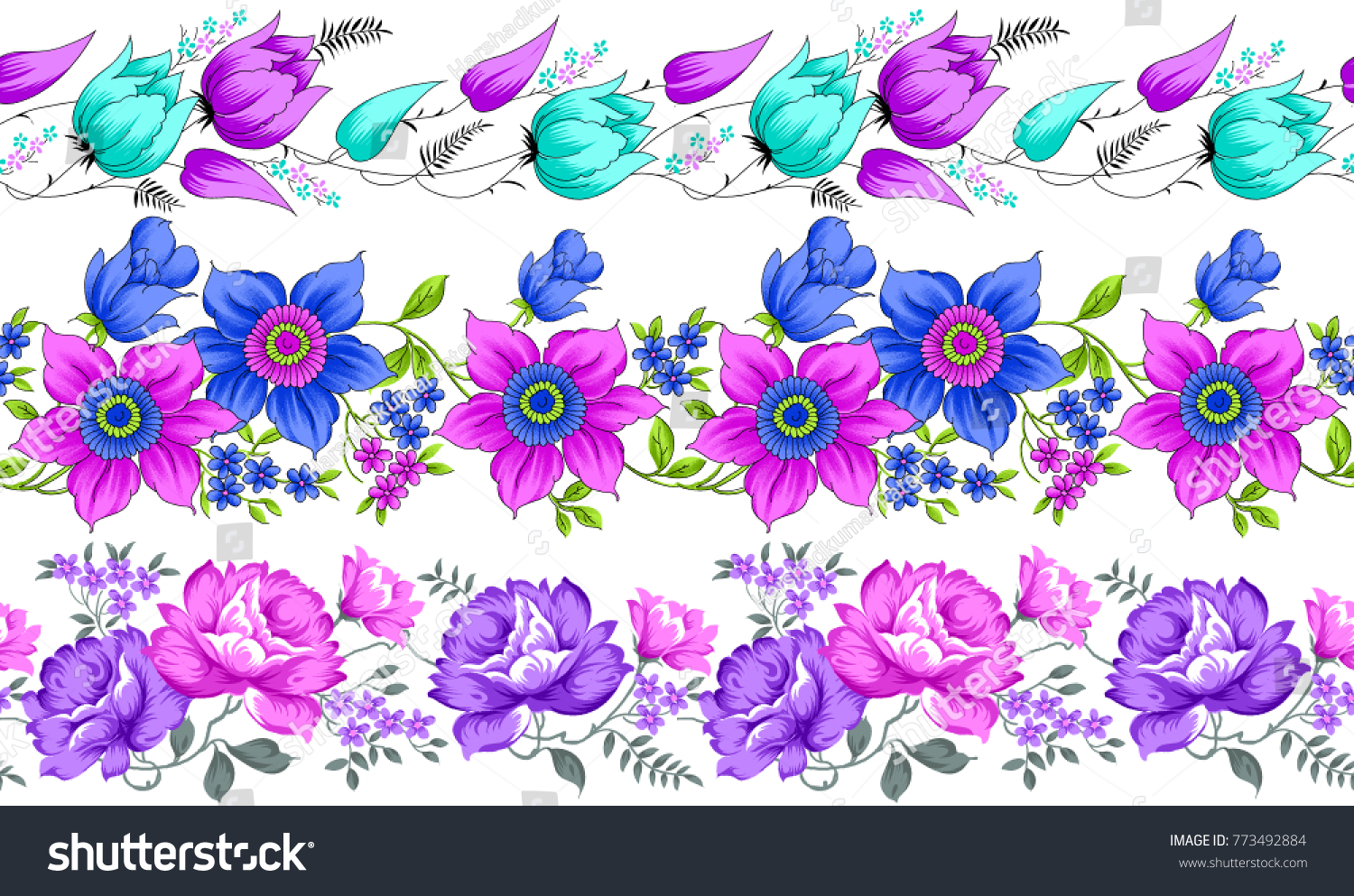 Flower Border Pattern Stock Illustration 773492884