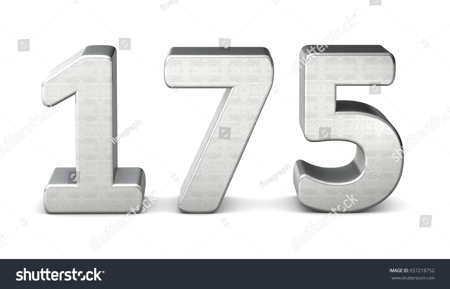 175 Number 3d Silver Structure 3d Stock Illustration 657218752