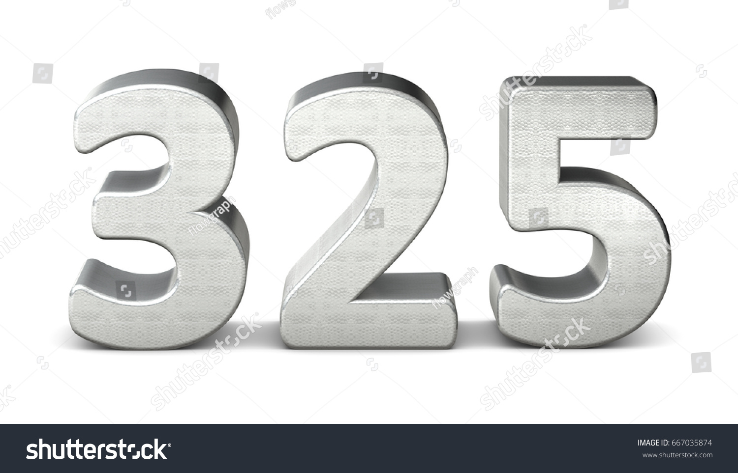 325 Number 3d Silver Structure 3d Stock Illustration 667035874 ...
