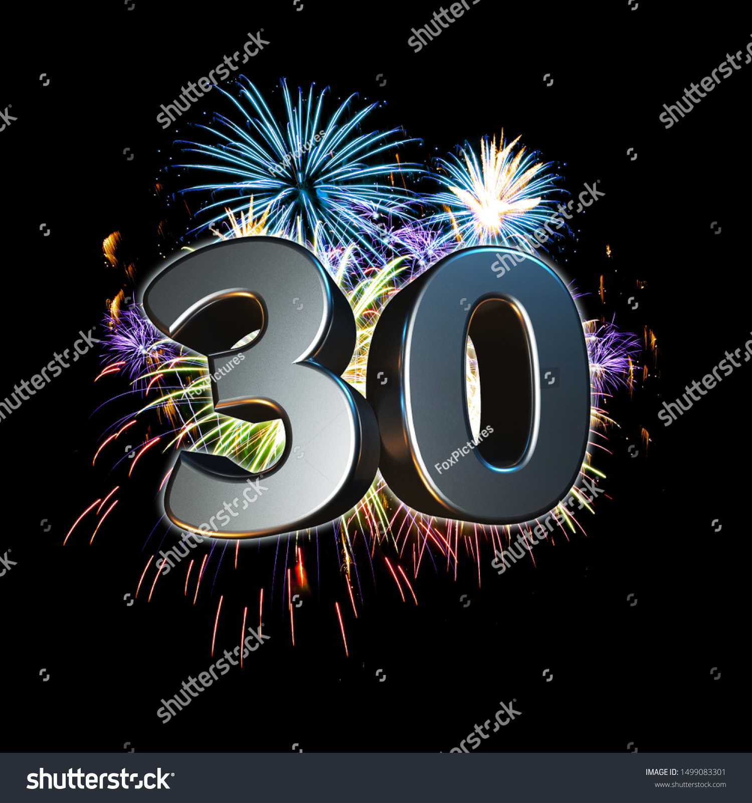 30 Th Anniversary Firework Background 3d 스톡 일러스트 1499083301 | Shutterstock