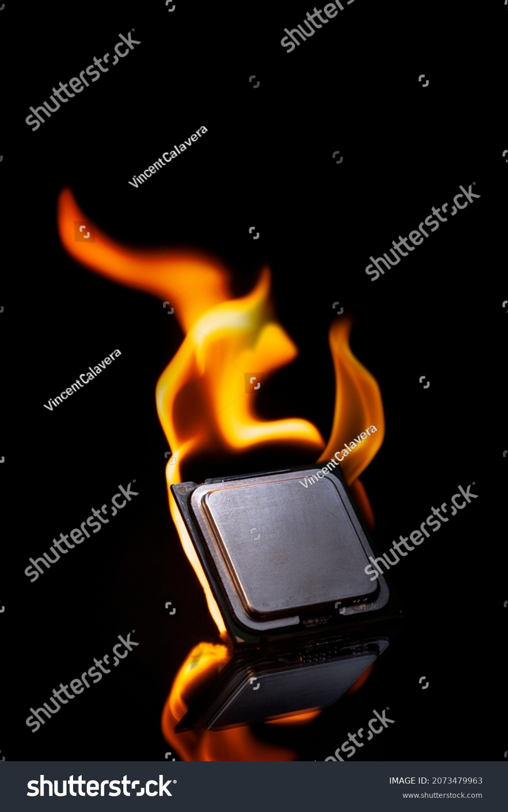 Burning Processor Pc Stock Photo (Edit Now) 2073479963