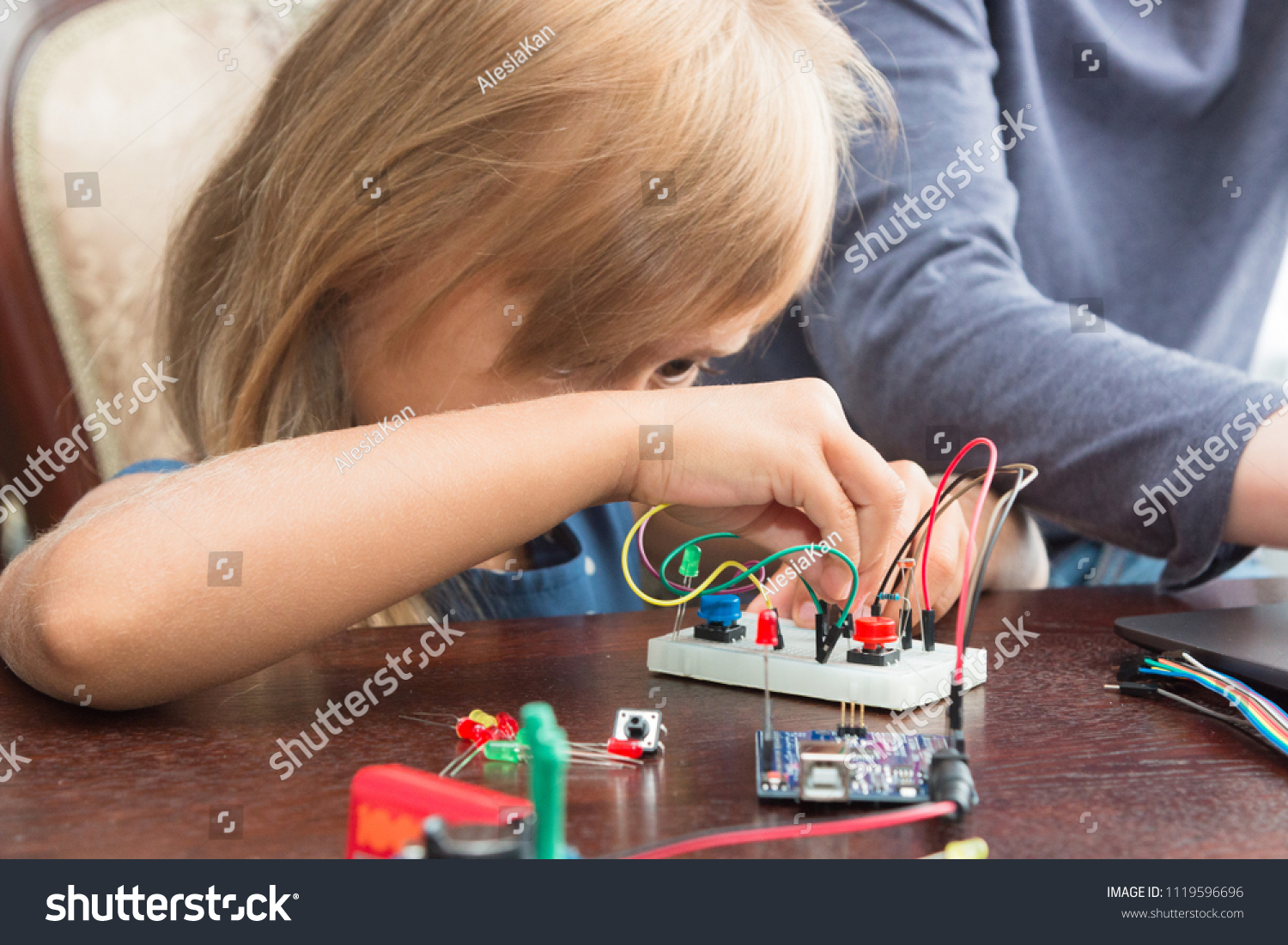 Cute Girl Teacher Collect Robot Arduino Stock Photo 1119596696 ...