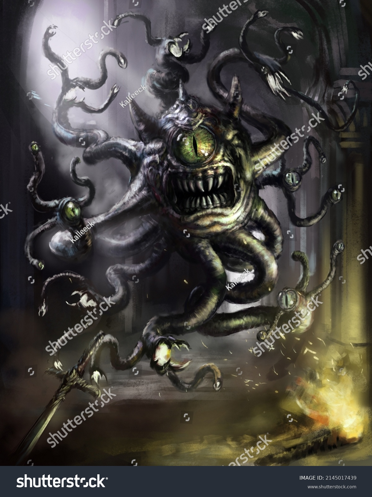 Cyclops Monster Tentacles End Which There Stock Illustration 2145017439 Shutterstock