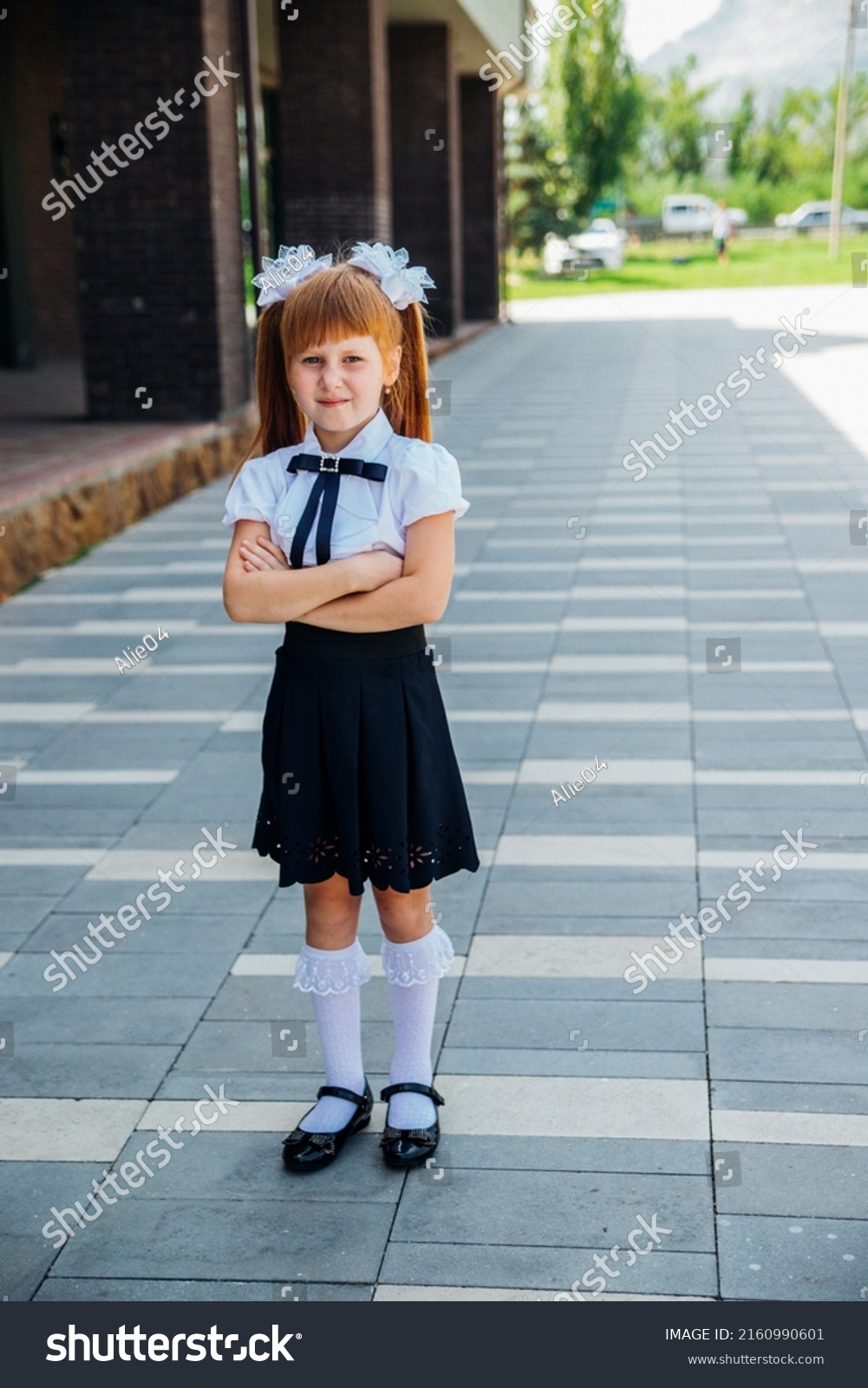 Little Girl Elementary School Student Stands Stock Photo 2160990601 ... Little Girl Elementary School Student Stands Stock Photo 2160990601 ...