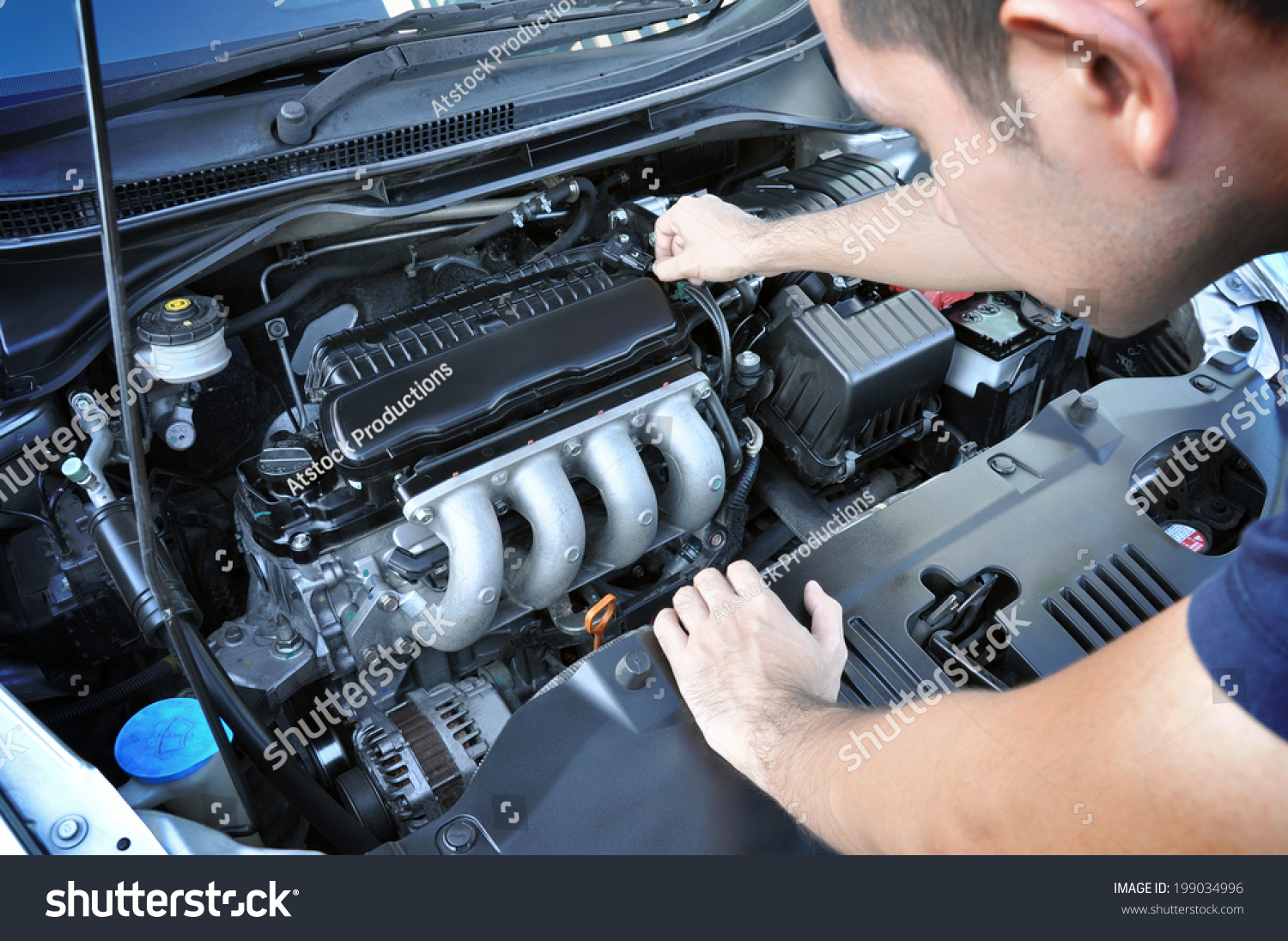 Man Checking Car Engine Stock Photo 199034996 | Shutterstock