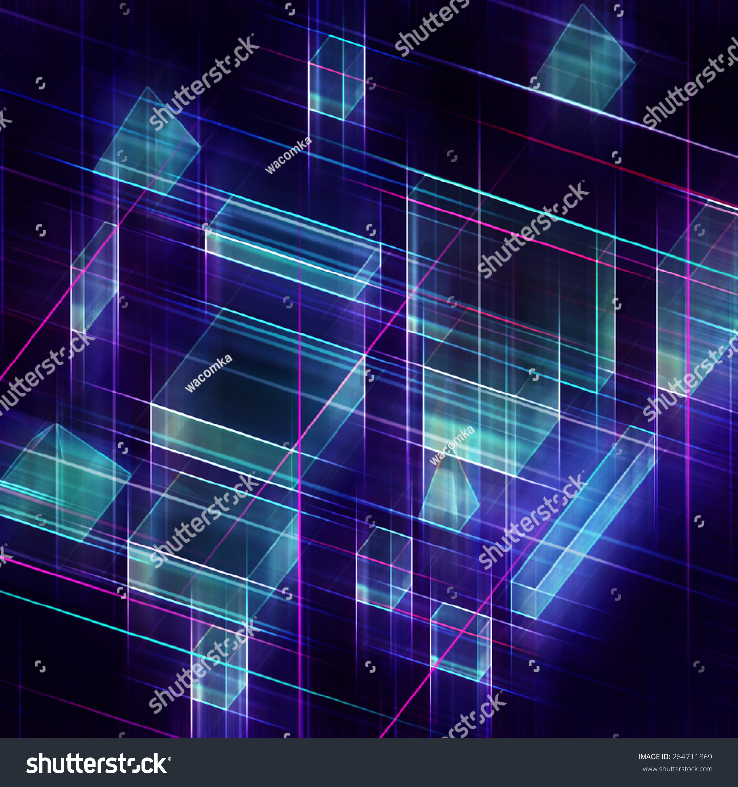 Abstract Glowing Objects 3d Background Stock Illustration 264711869